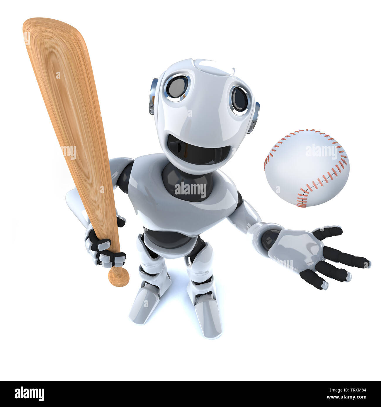 3d render of a cartoon robot playing baseball Stock Photo - Alamy