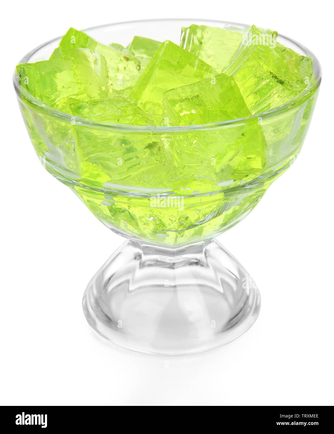 Tasty jelly cubes in bowl isolated on white Stock Photo - Alamy
