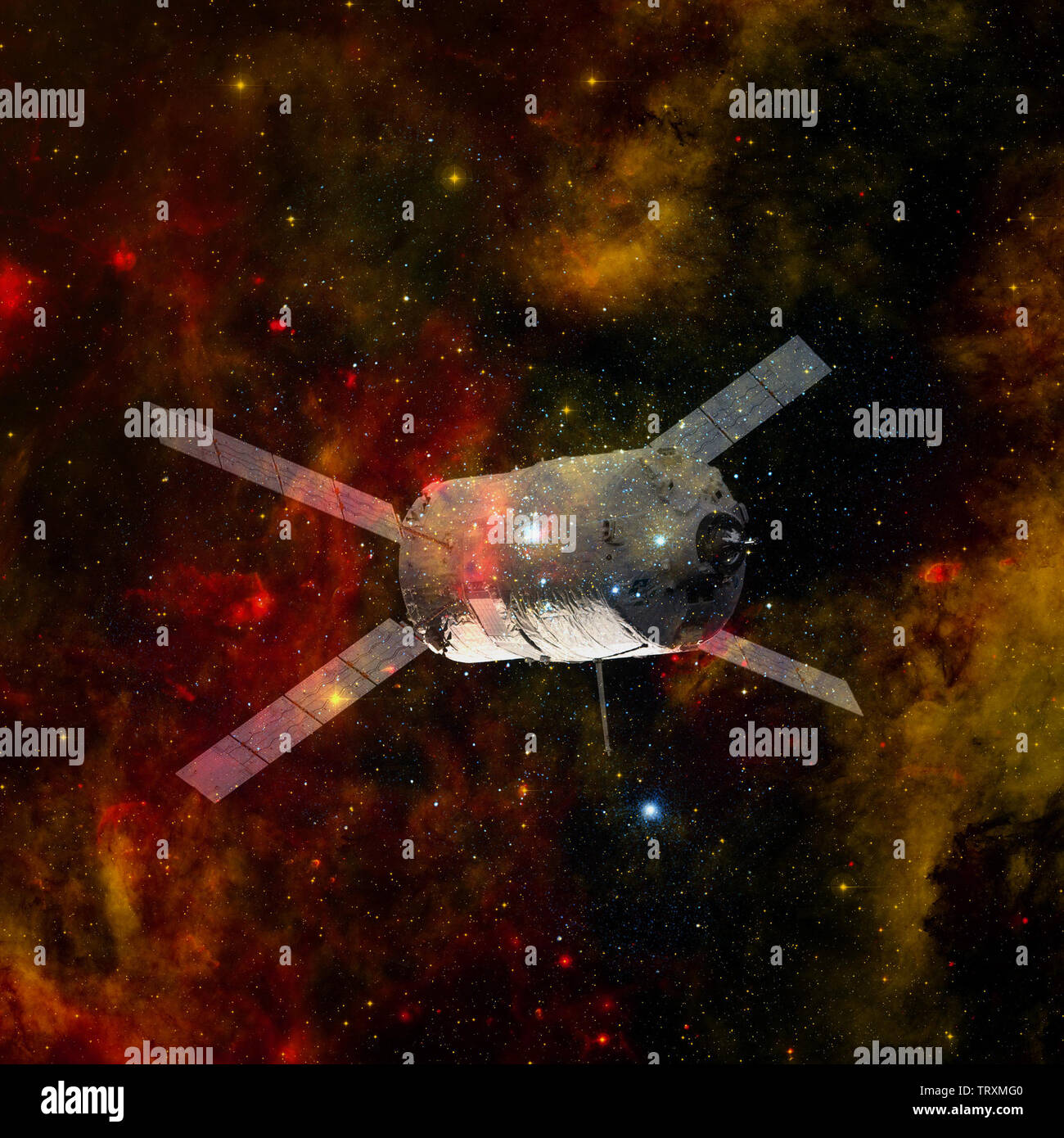 Space shuttle. Infinite space background with nebulas and stars ...