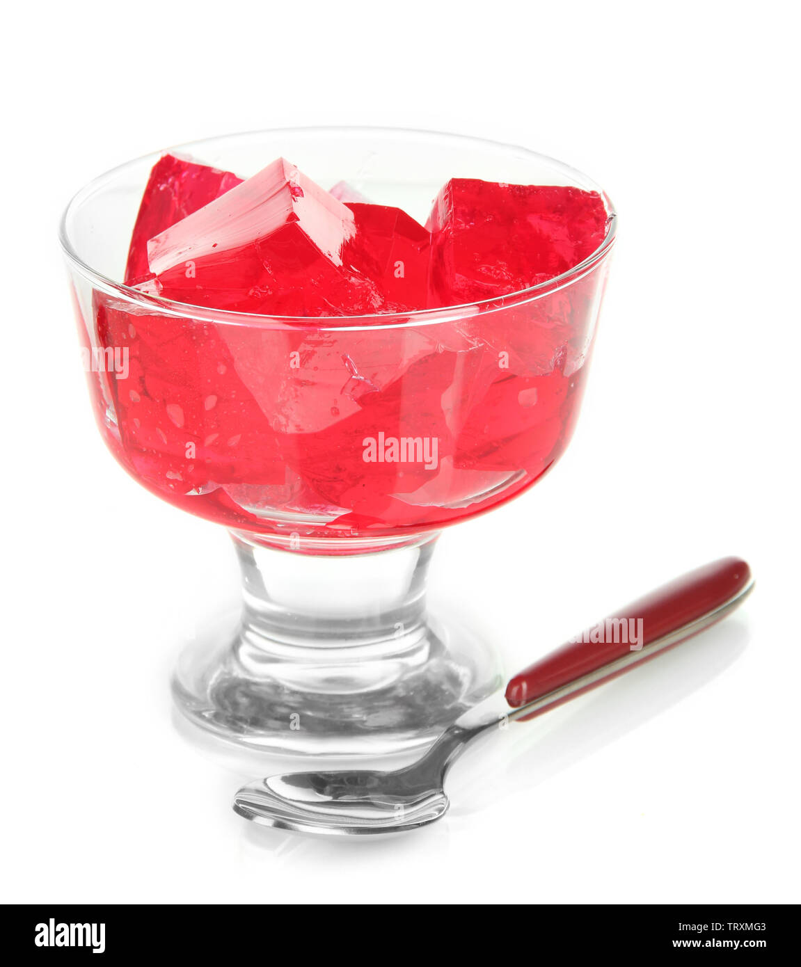 Tasty jelly cubes in bowl isolated on white Stock Photo - Alamy
