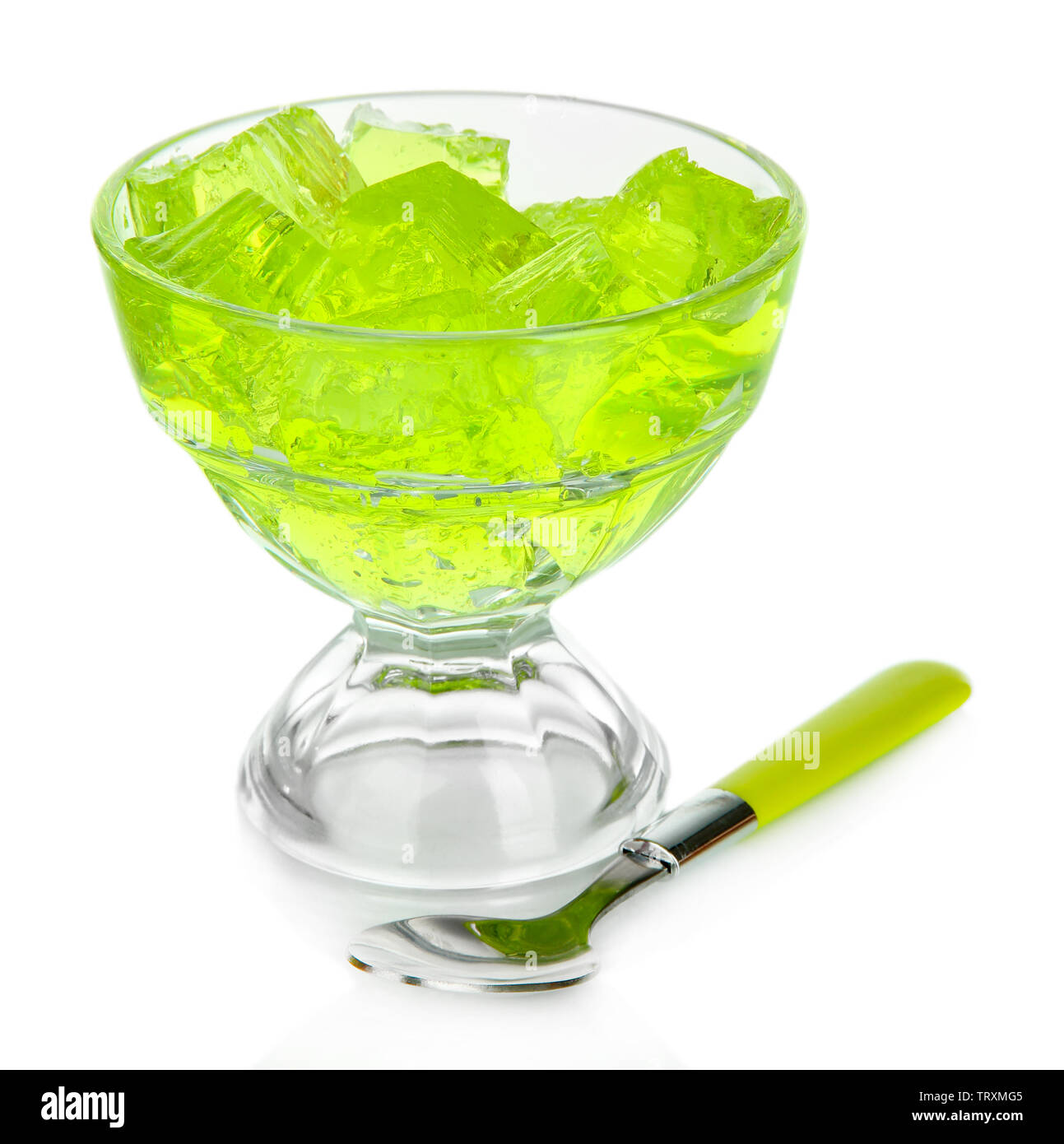 Tasty jelly cubes in bowl isolated on white Stock Photo - Alamy