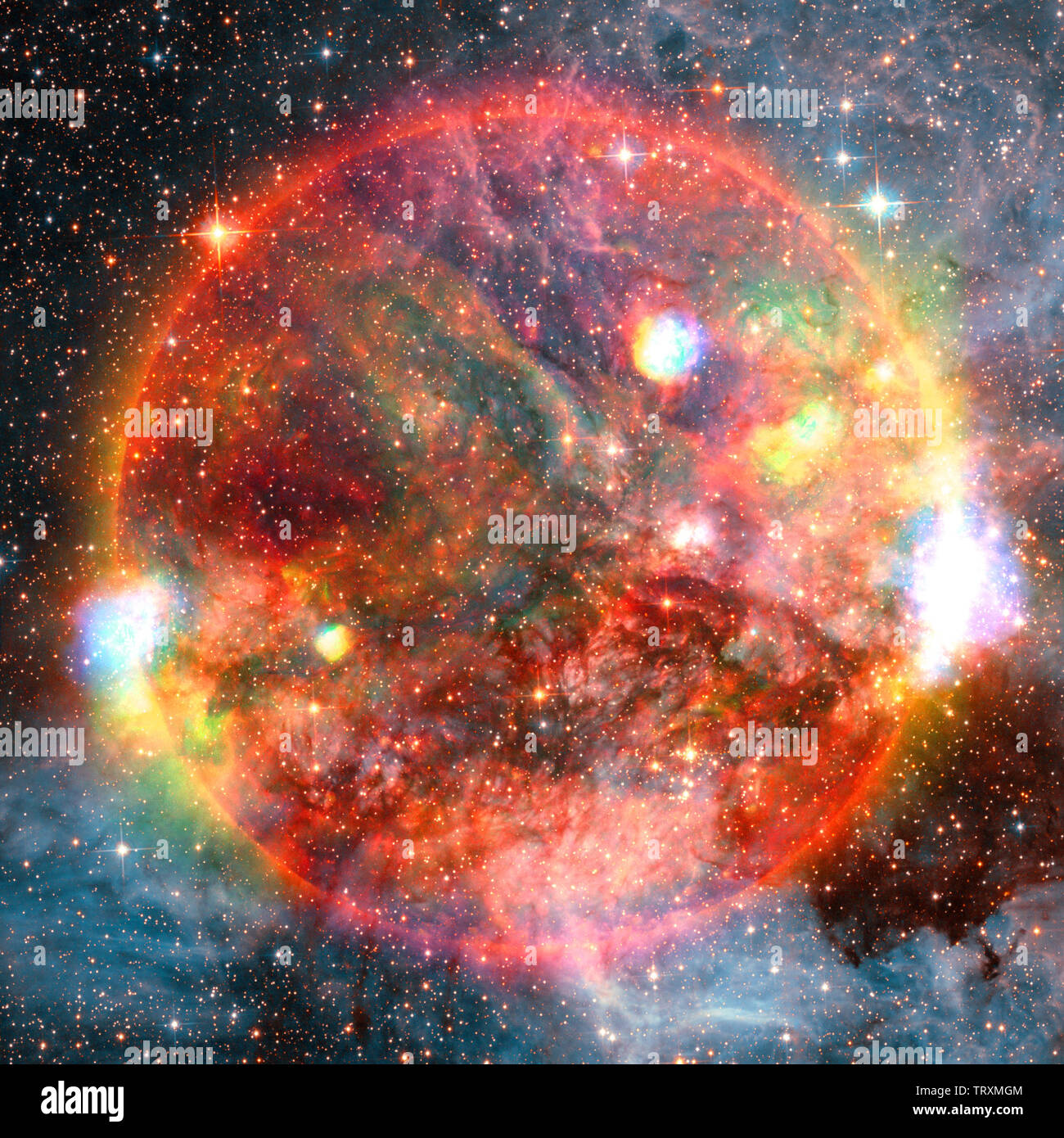 Extremely hot star. Flaring of Sun. Beauty of endless universe ...