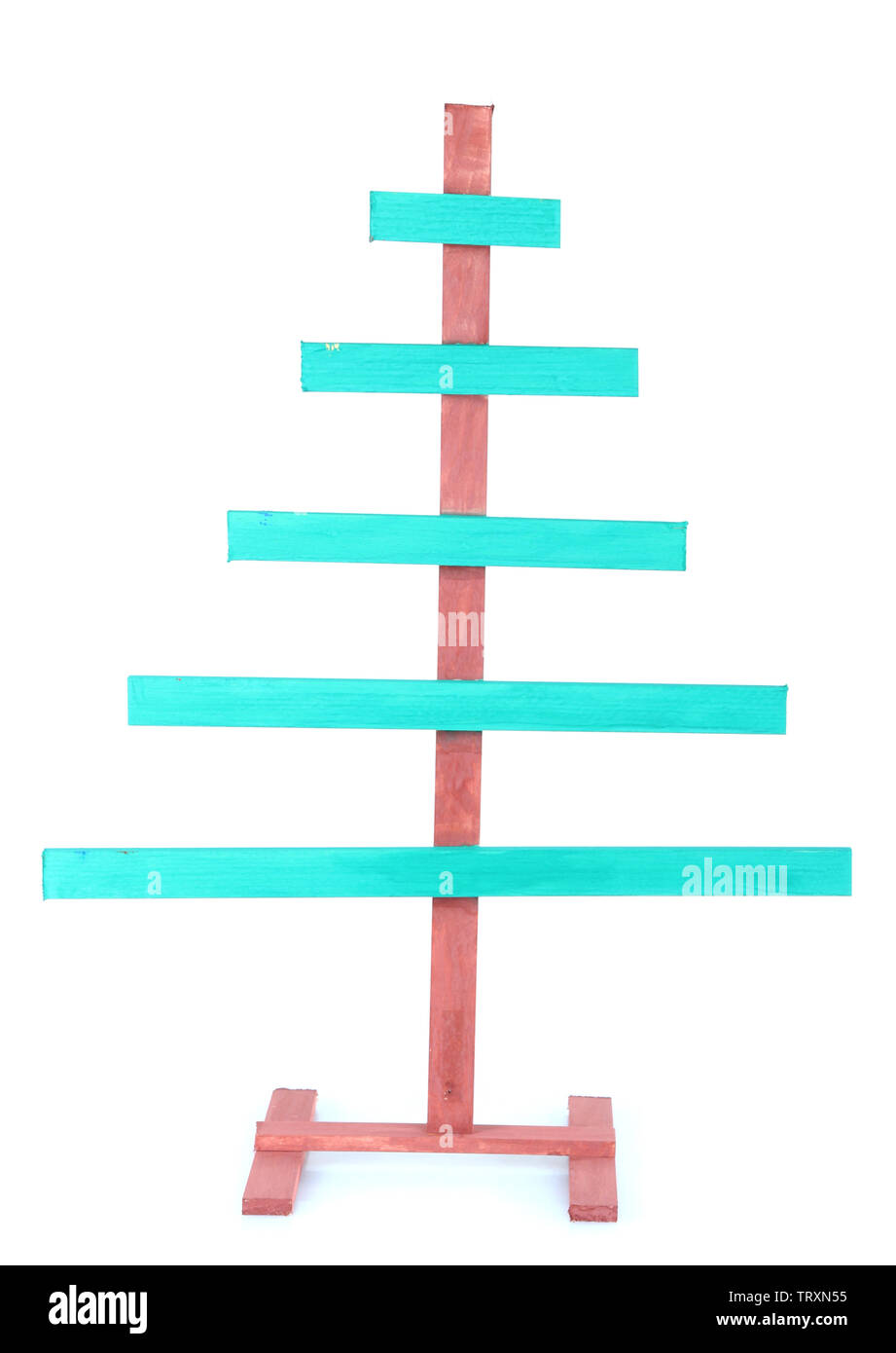 Wooden hand made fir tree, isolated on white Stock Photo - Alamy