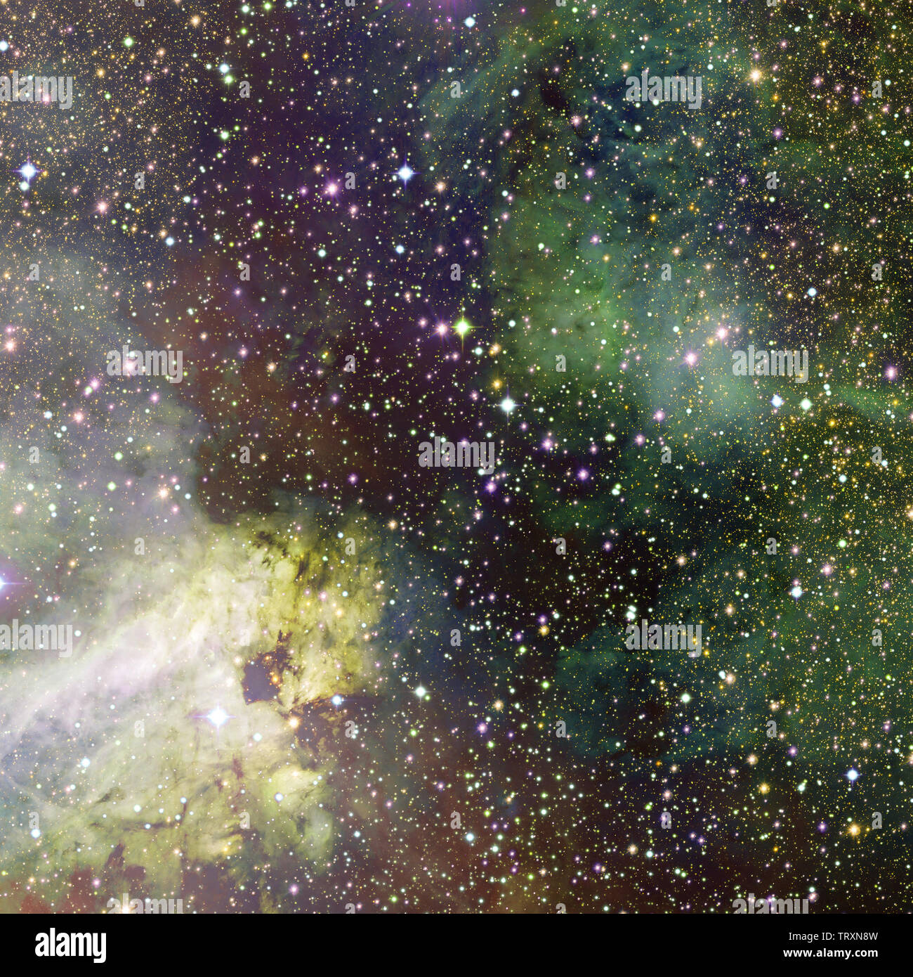 Universe scene with planets, stars and galaxies in outer space ...