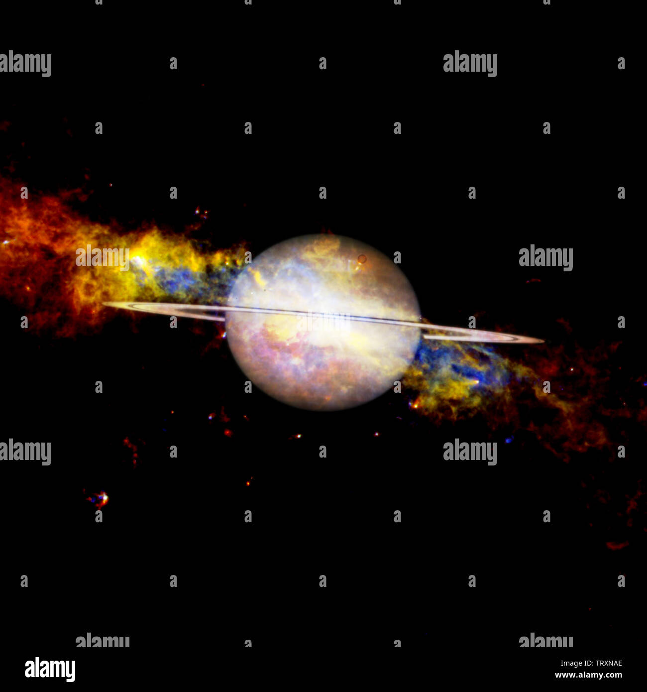 Saturn. Incredibly beautiful planets, galaxies, dark and cold beauty of ...