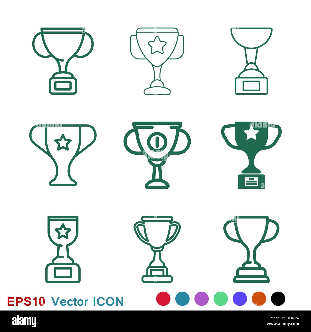 Trophy cup vector icon. Sport competition silhouette symbol. Vector ...