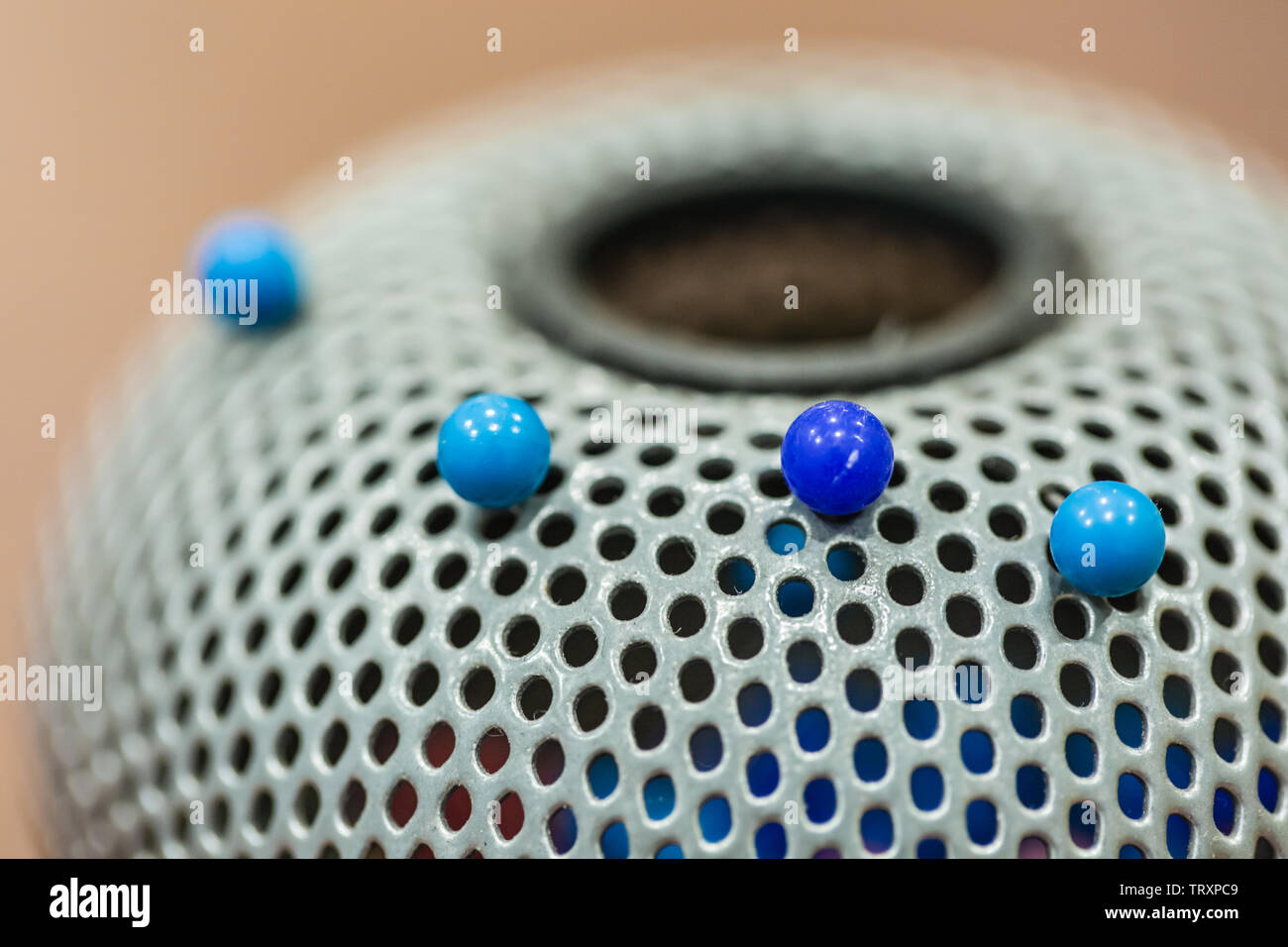 pin collection box with blue pins on office table Stock Photo - Alamy