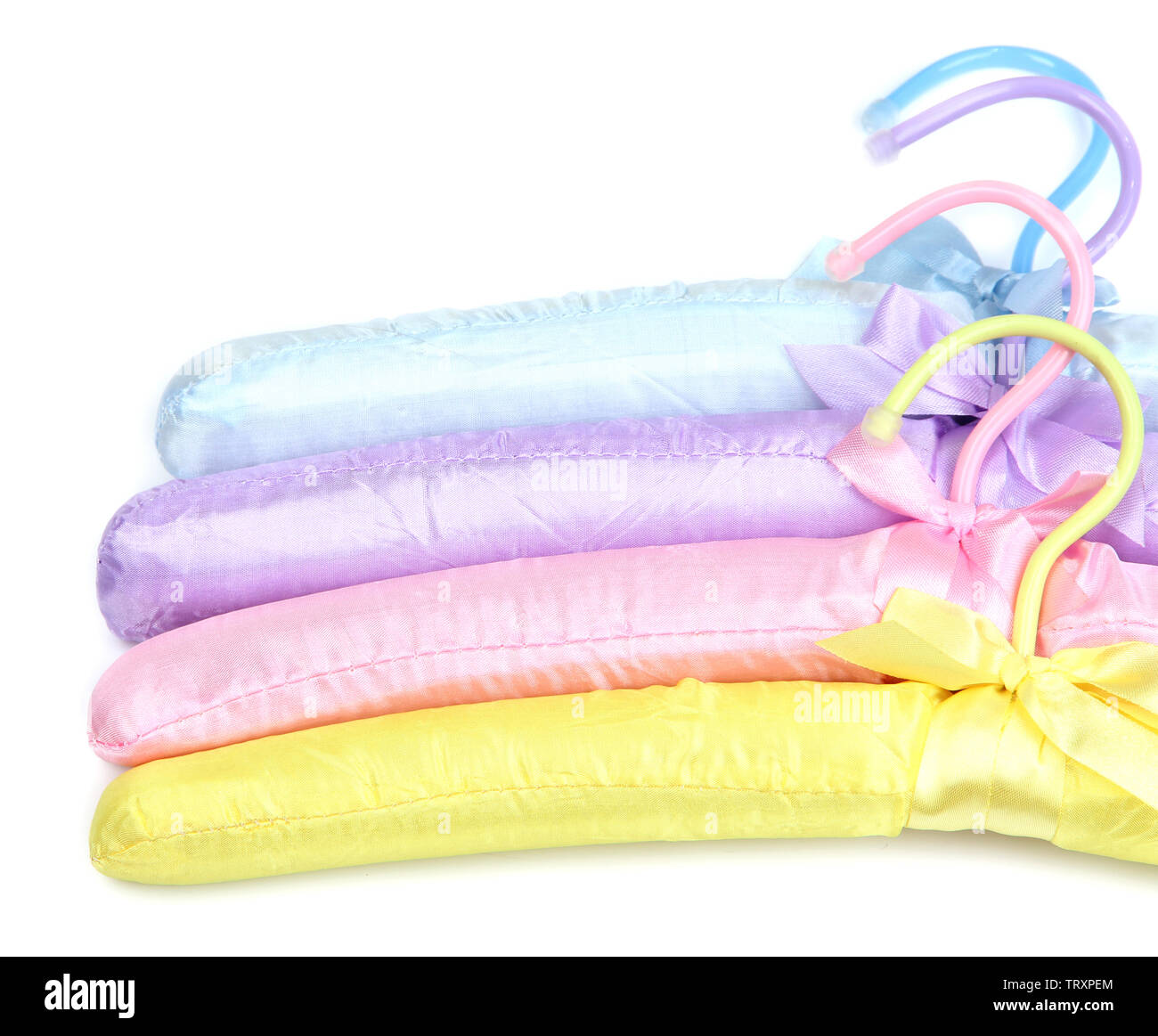 Beautiful hangers isolated on white Stock Photo - Alamy