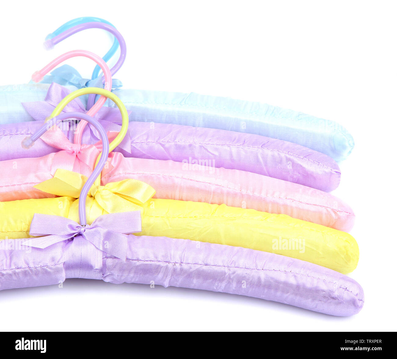 Beautiful hangers isolated on white Stock Photo - Alamy