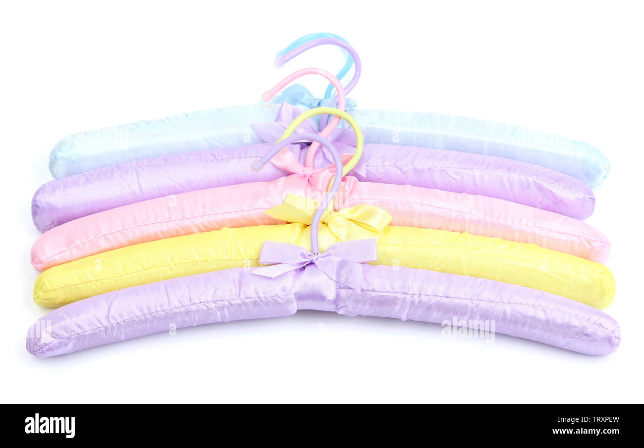 Beautiful hangers isolated on white Stock Photo - Alamy