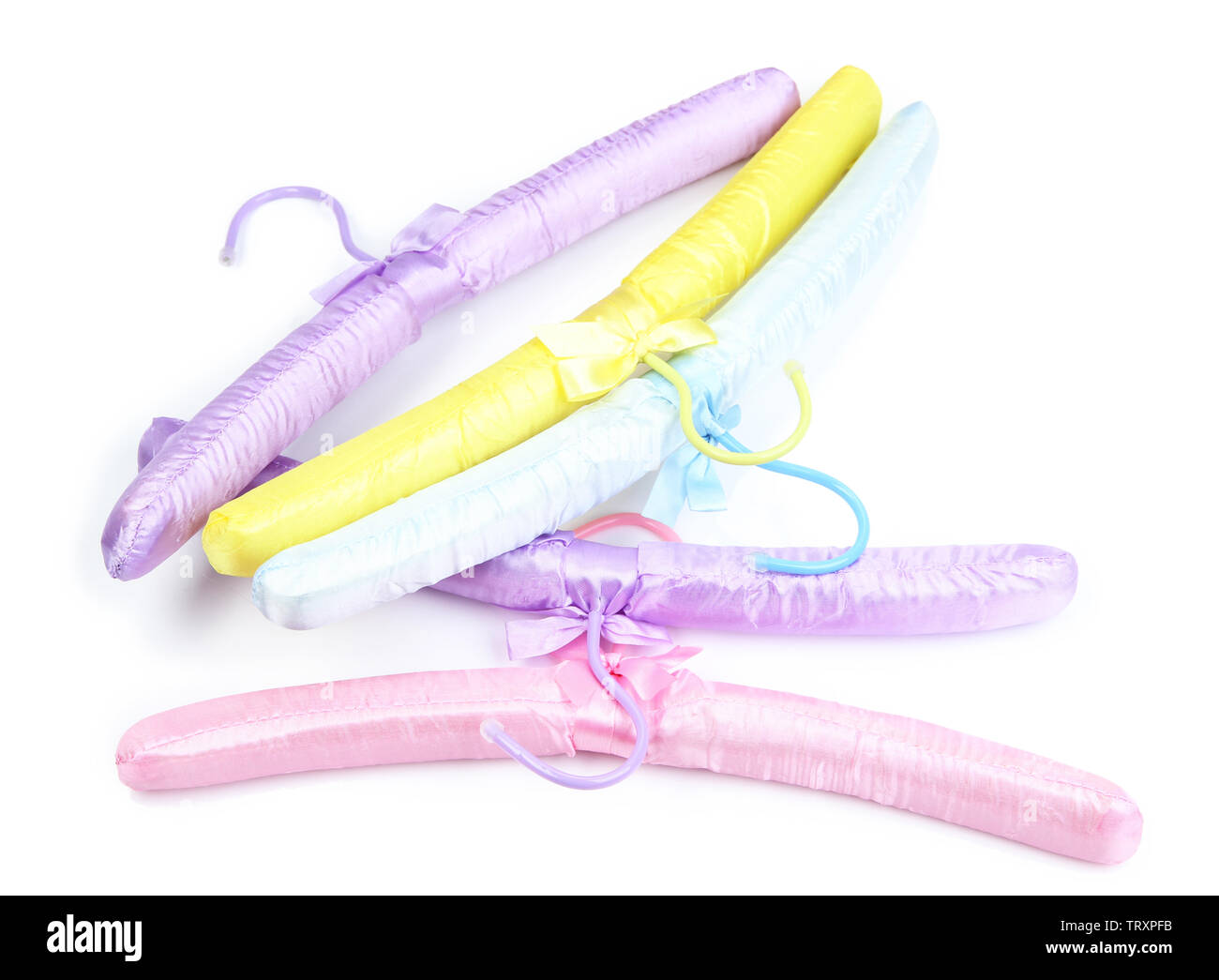 Beautiful hangers isolated on white Stock Photo - Alamy