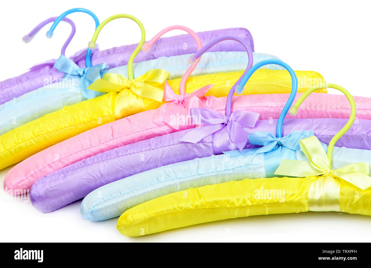 Beautiful hangers isolated on white Stock Photo - Alamy