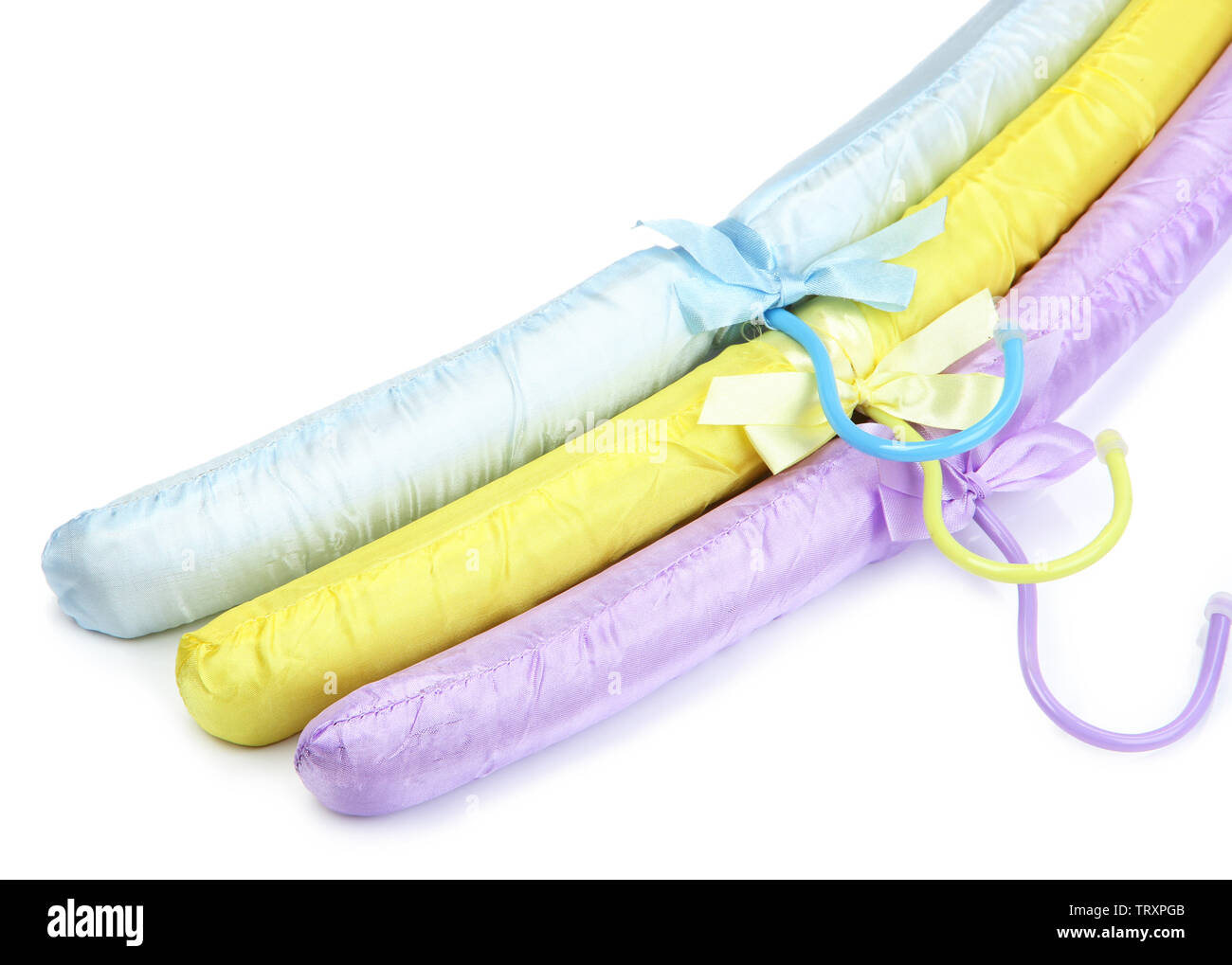 Beautiful hangers isolated on white Stock Photo - Alamy
