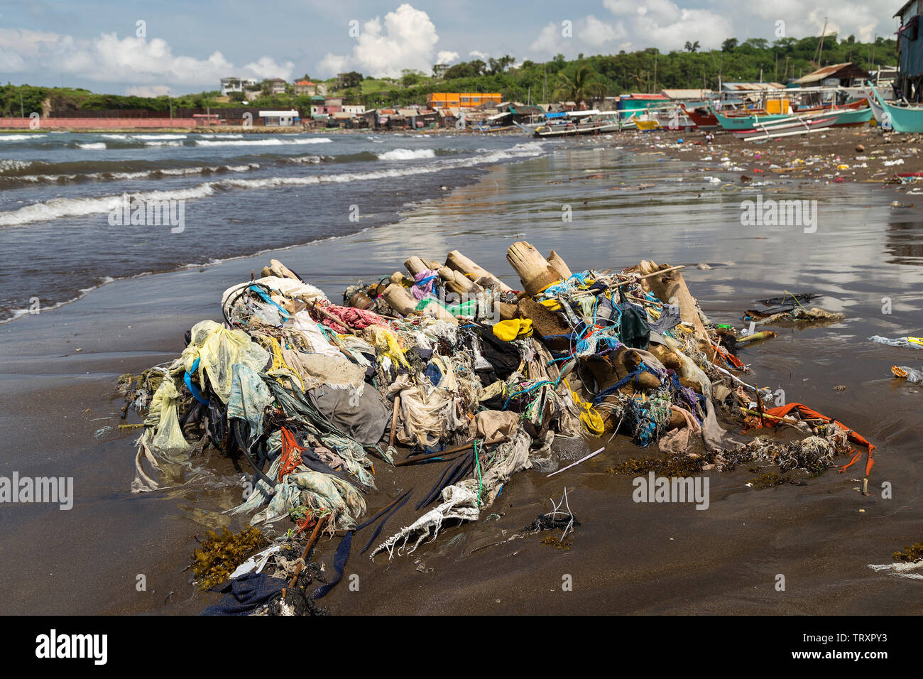 Manila, Philippines - September, 7, 2016: Ocean sea plastic pollution ...