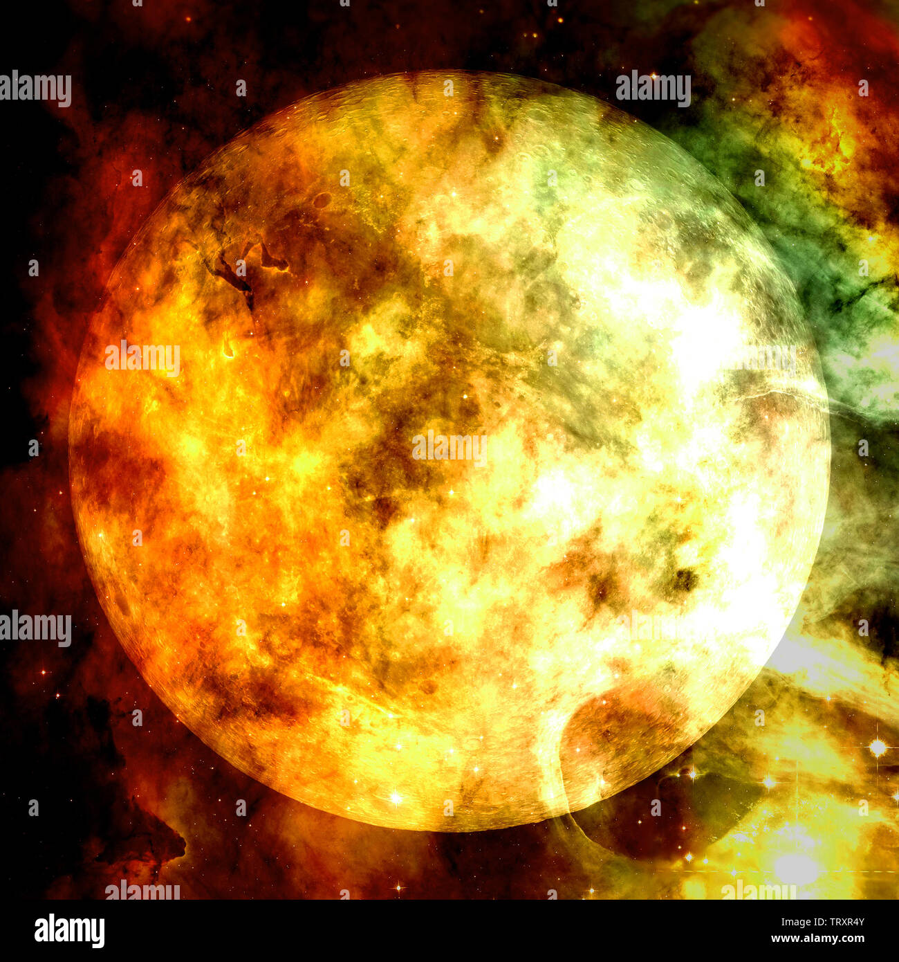 Fantastic view of moon. Solar system. Billions of galaxies in the ...