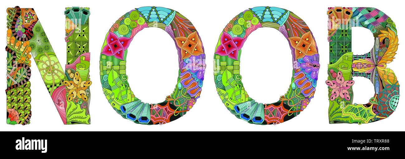 Word NOOB. Vector zentangle object for decoration Stock Vector Image ...