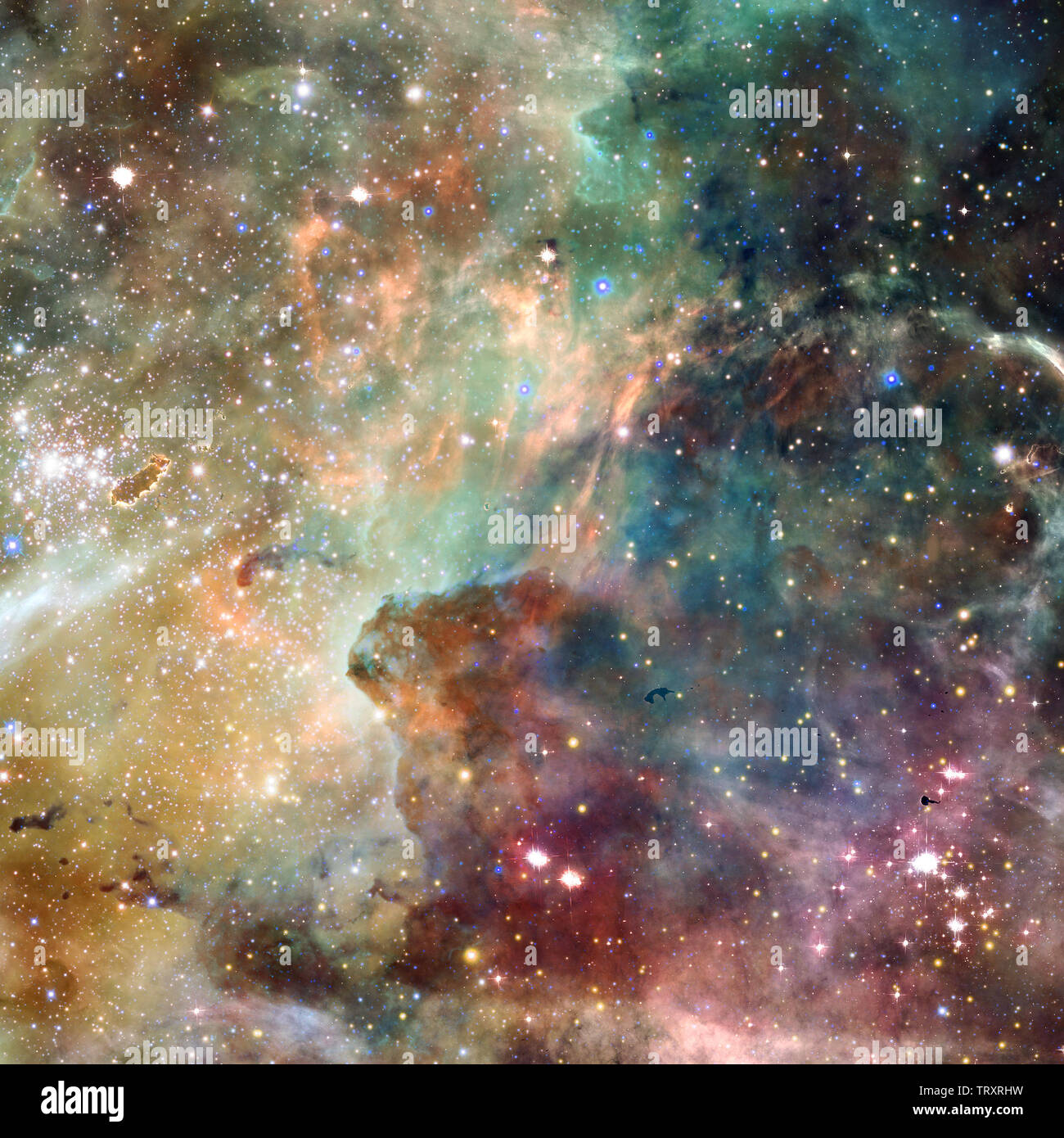 Universe scene with planets, stars and galaxies in outer space ...