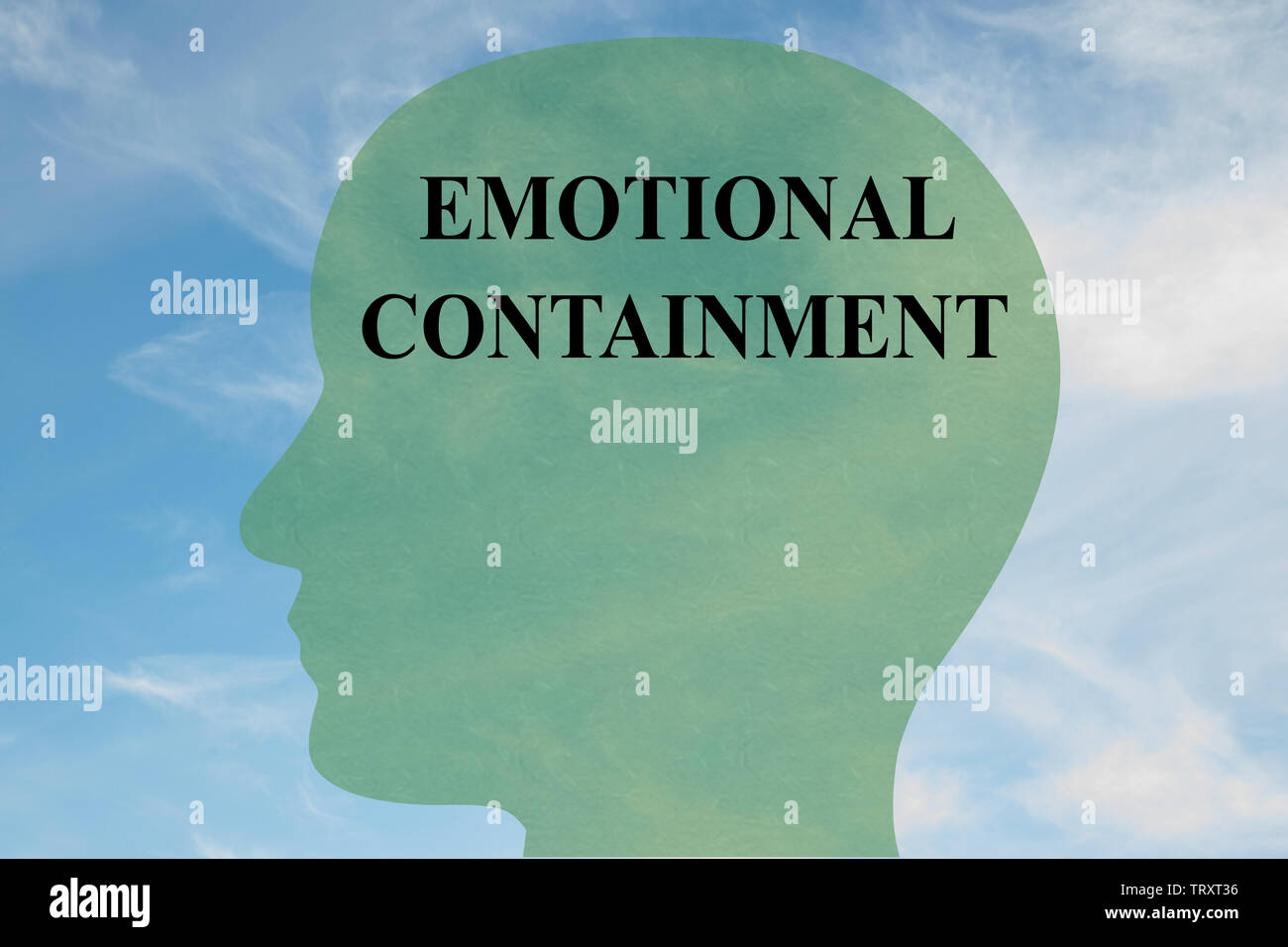Render illustration of EMOTIONAL CONTAINMENT title on head silhouette ...