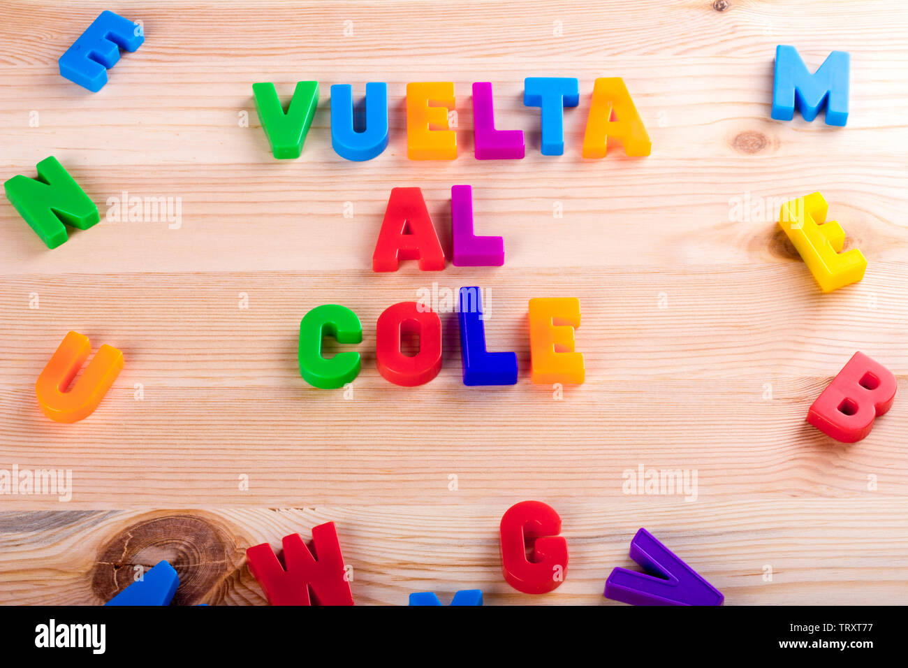 Back to school in spanish, "vuelta al cole". Text written with magnetic ...