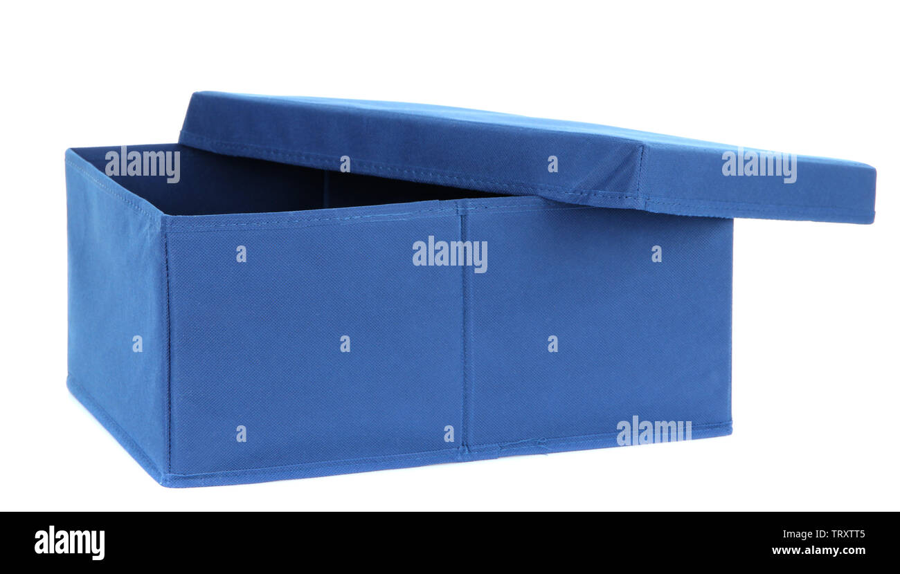 Blue textile boxes isolated on white Stock Photo - Alamy