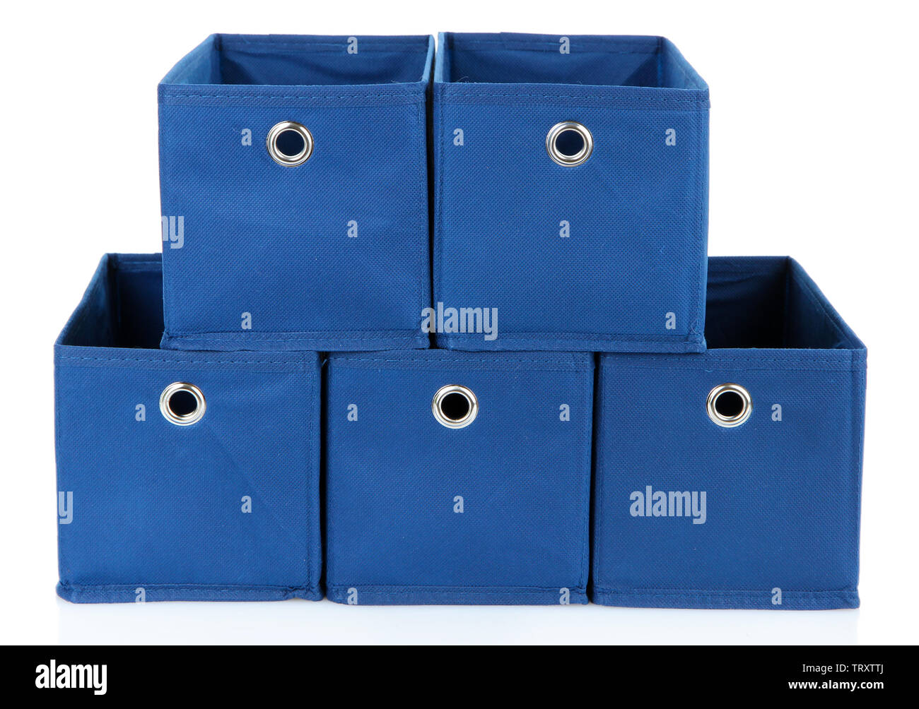 Blue textile boxes isolated on white Stock Photo - Alamy