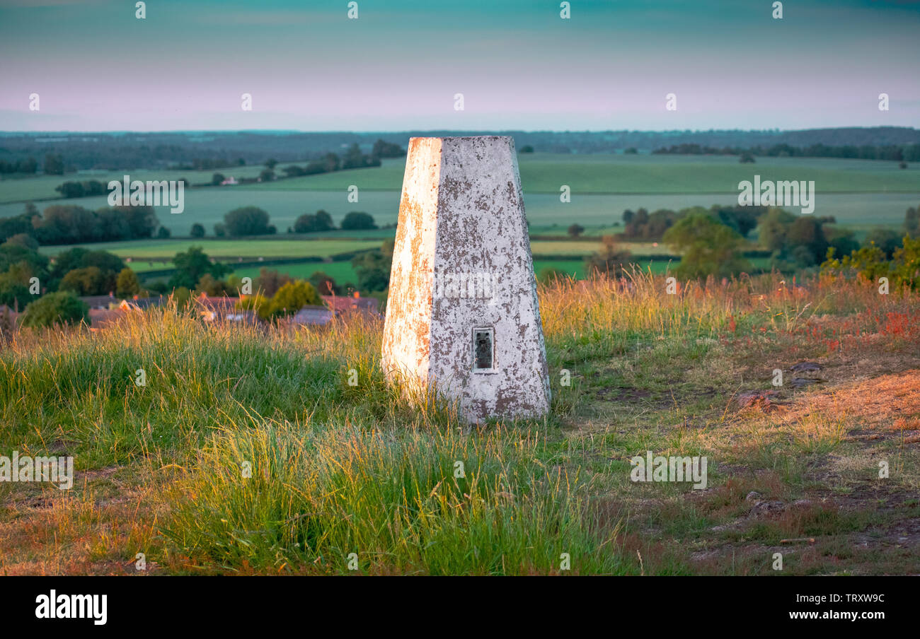 Trig point otherwise known as a waymarker Stock Photo - Alamy