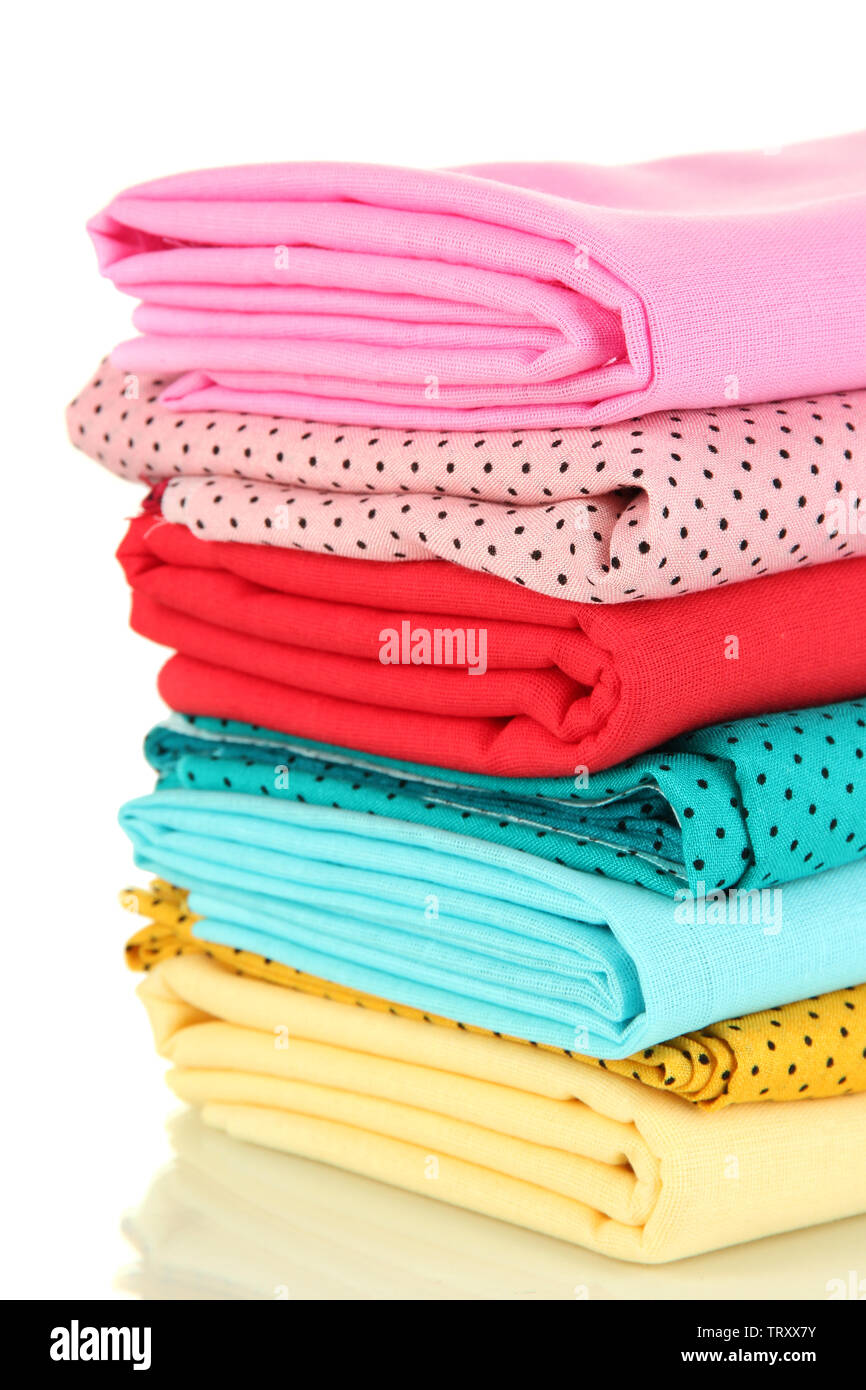 Cloth fabrics isolated on white Stock Photo - Alamy