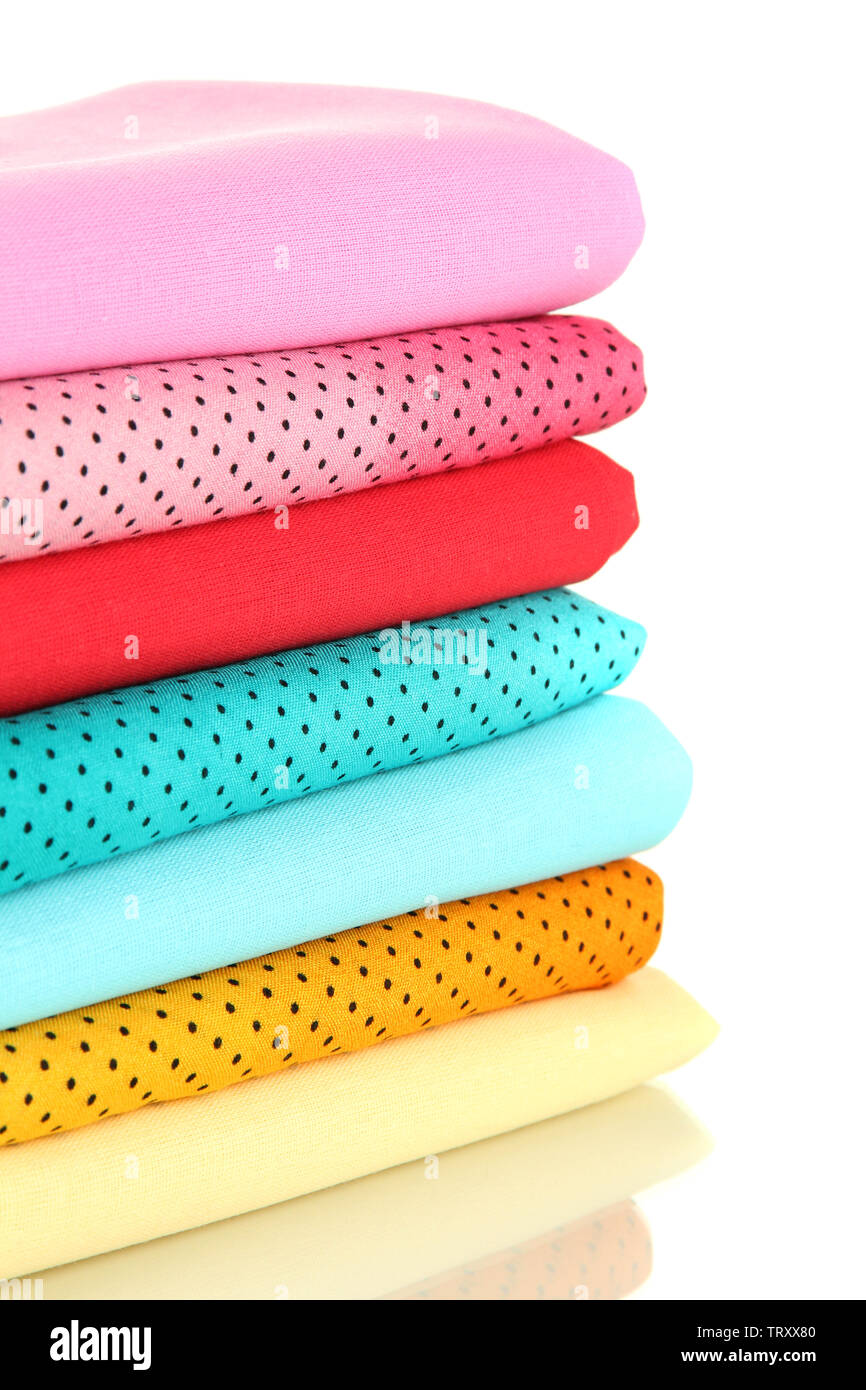 Cloth fabrics isolated on white Stock Photo - Alamy