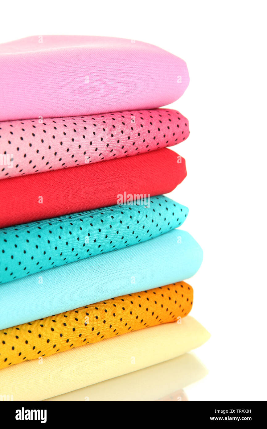 Cloth fabrics isolated on white Stock Photo - Alamy
