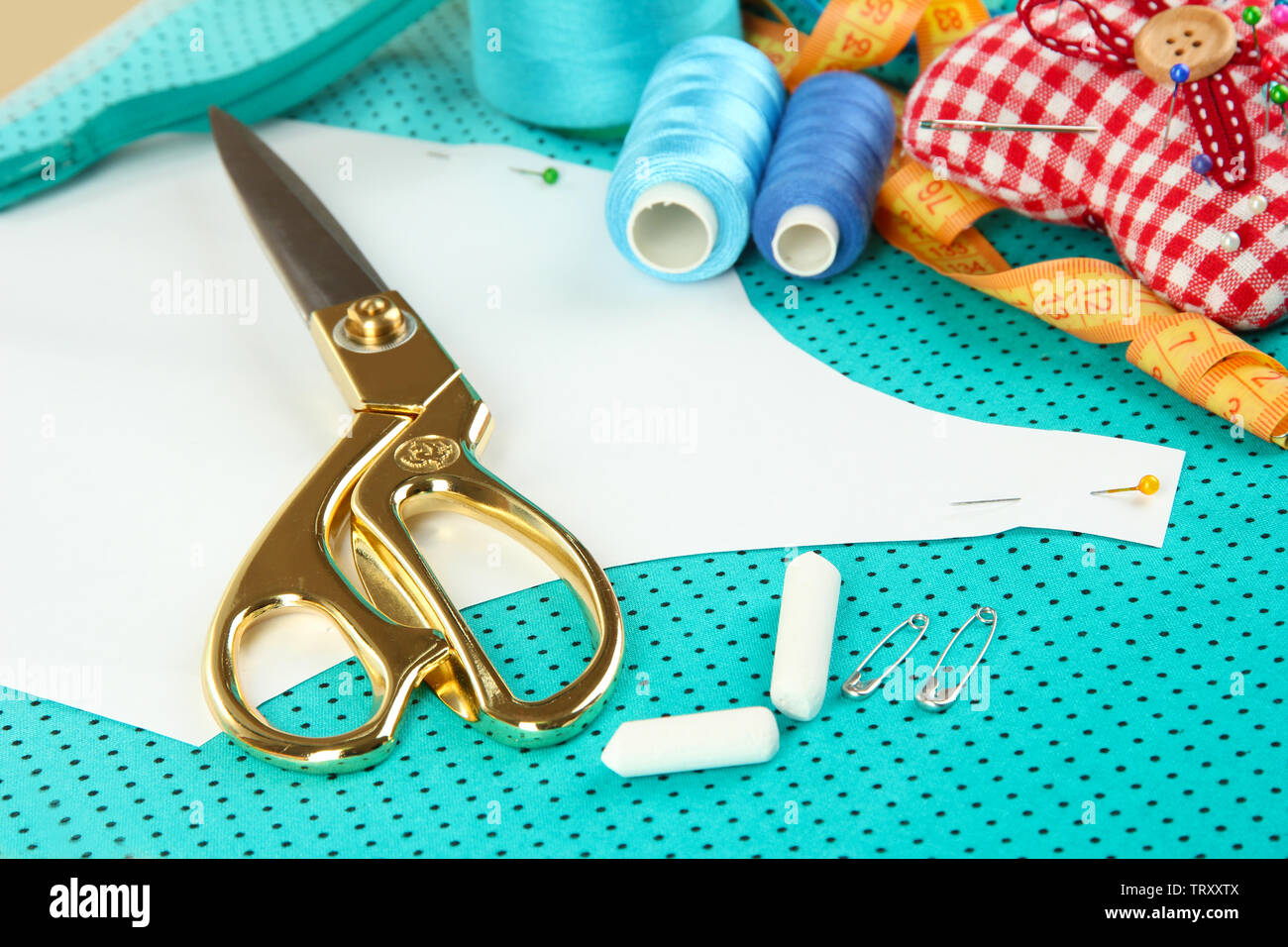 Sewing tools fashion design Stock Photo - Alamy