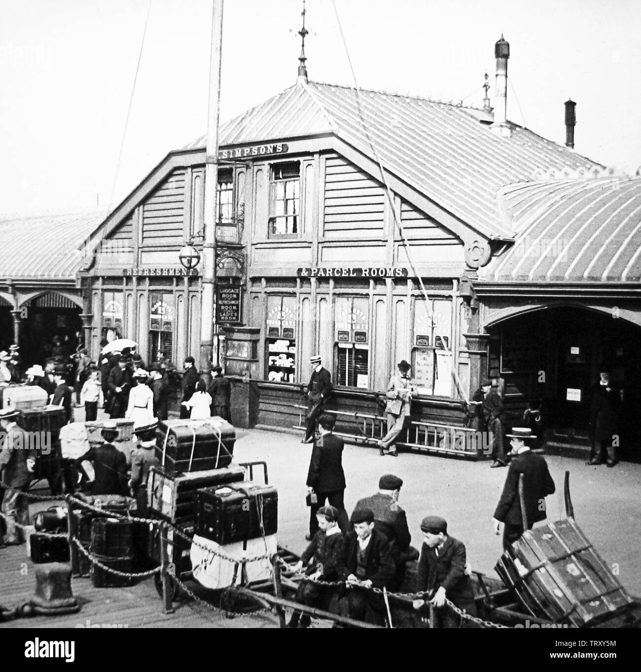 Simpsons on the landing stage, Liverpool Stock Photo - Alamy