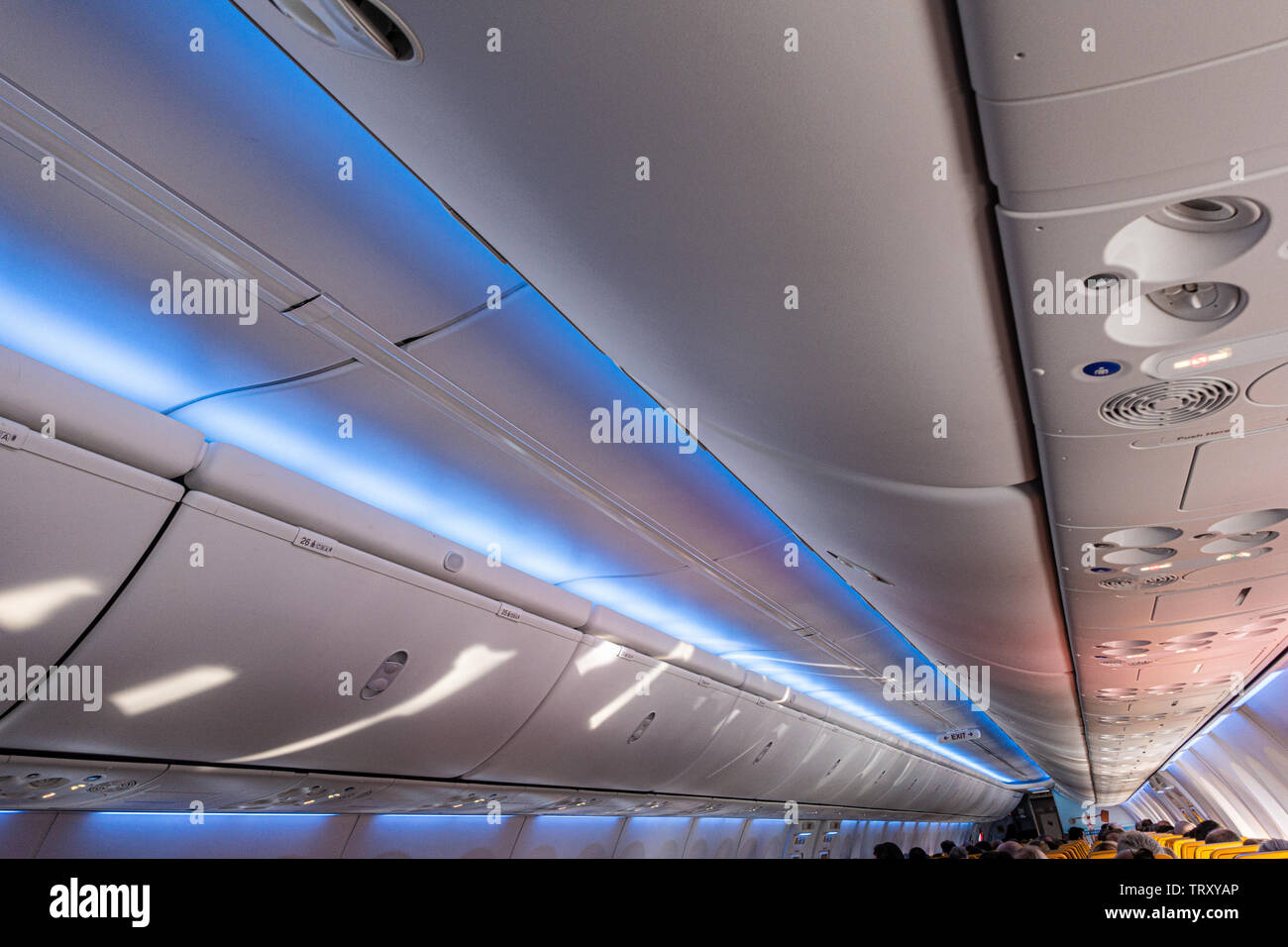 Overhead ceiling panels with lighting and air conditioning controls on ...