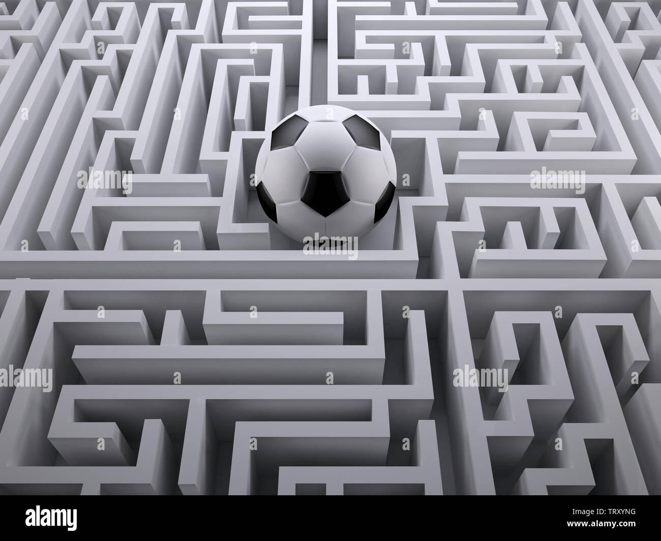 Soccer ball in the labyrinth maze, 3d illustration Stock Photo - Alamy