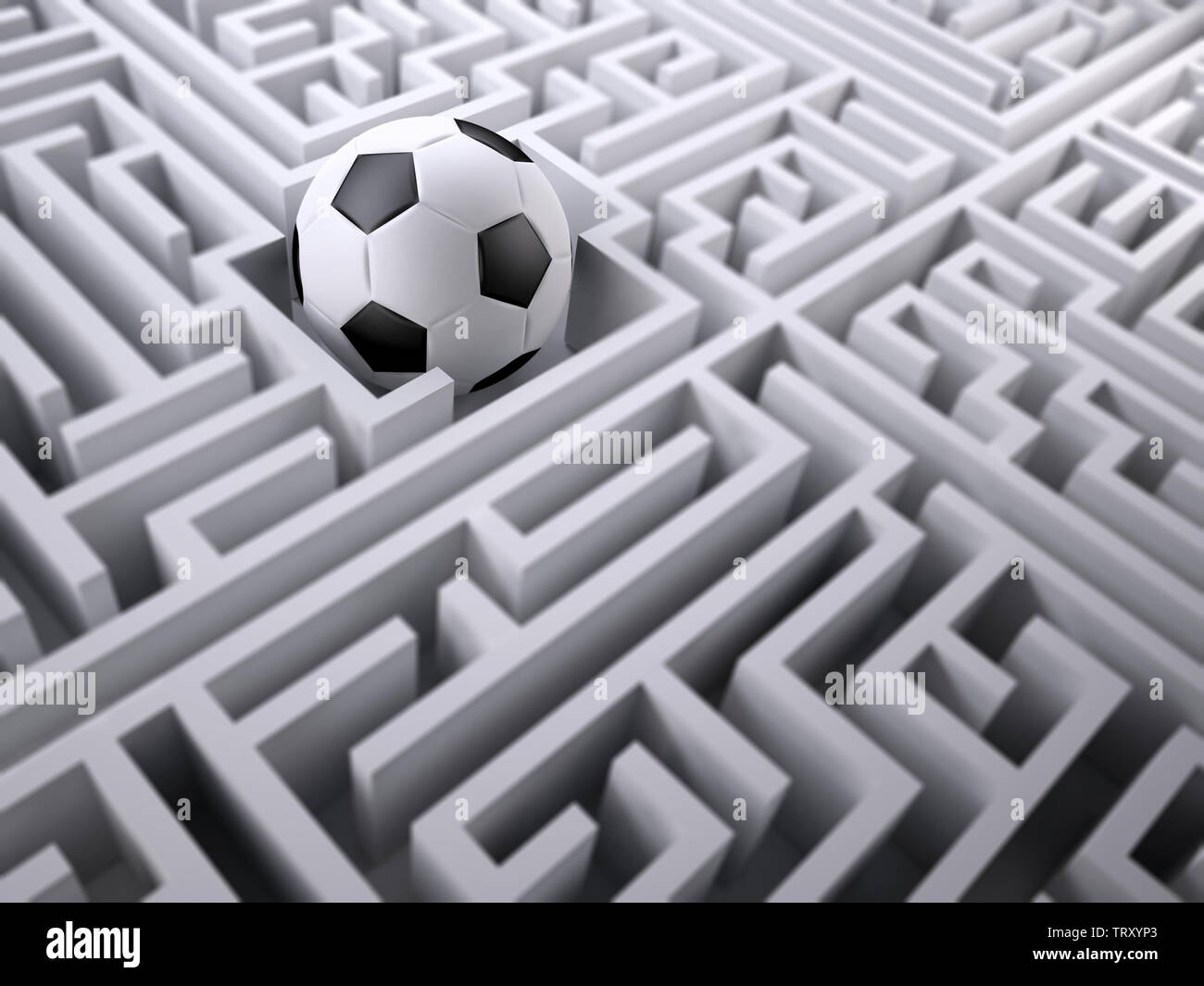 Soccer ball in the labyrinth maze, 3d illustration Stock Photo - Alamy