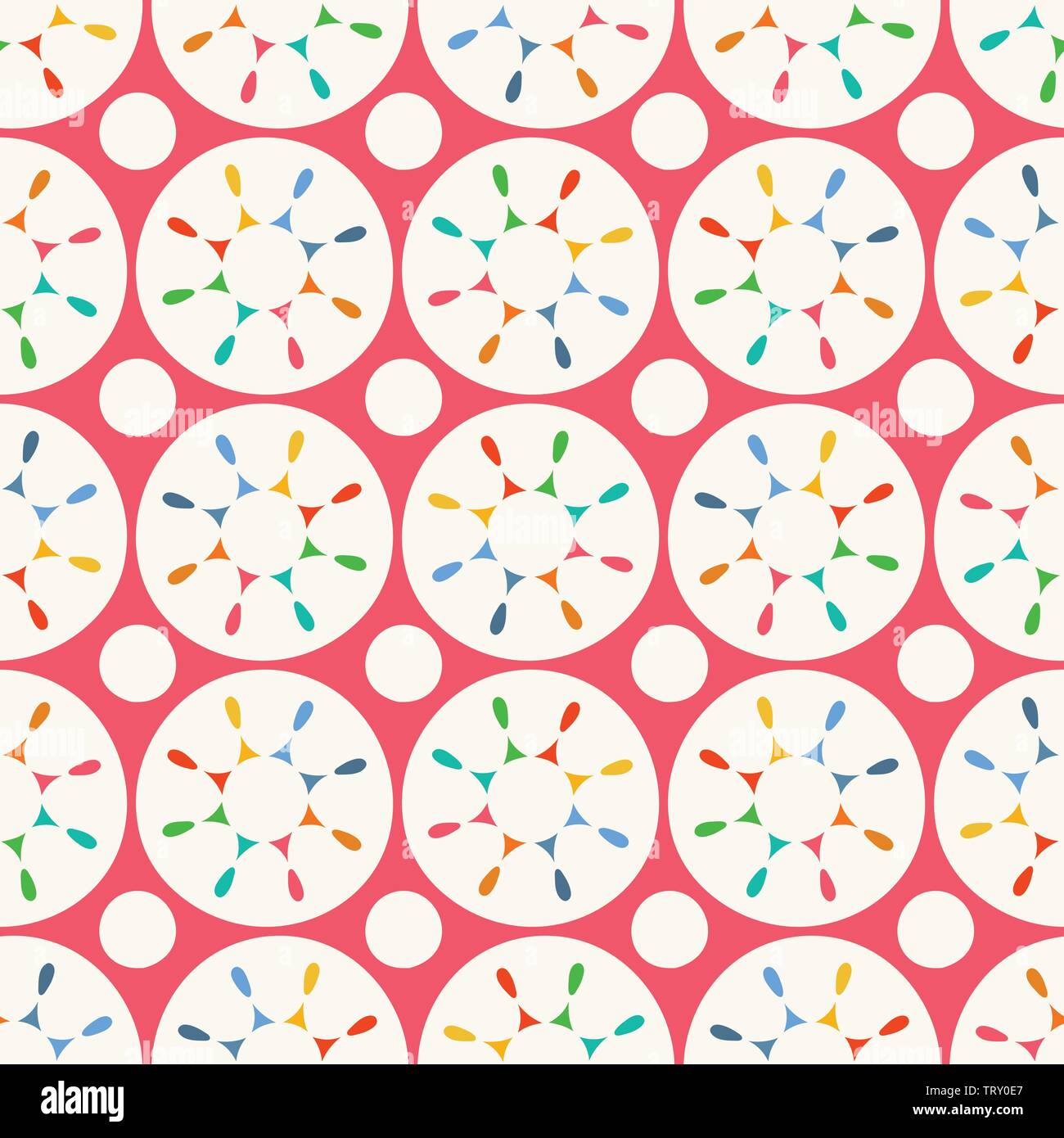 Geometric seamless repeat pattern of circle and star shapes. A vector ...