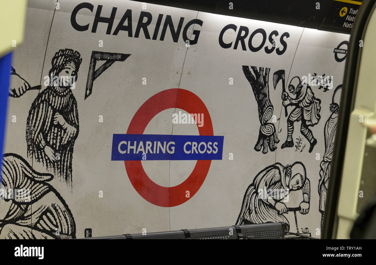 Metro stop in London, United Kingdom, June 14 2018. Among the ...