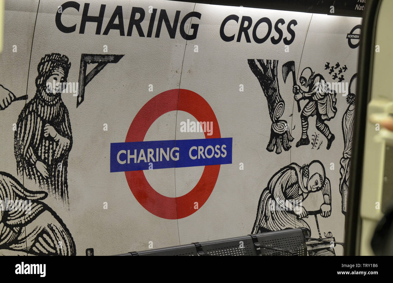 Metro stop in London, United Kingdom, June 14 2018. Among the ...