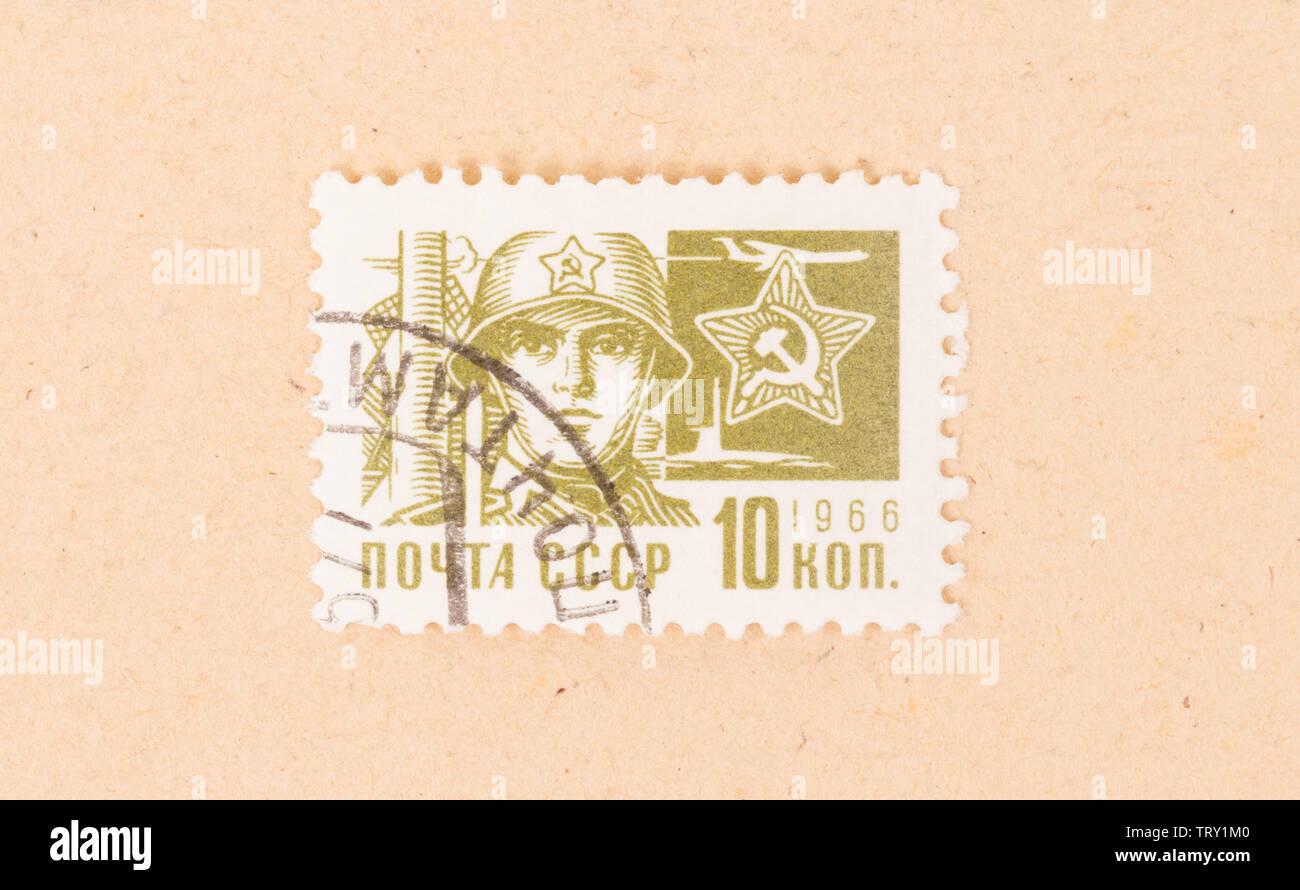 CCCP - CIRCA 1966: A stamp printed in the CCCP shows CCCP military ...