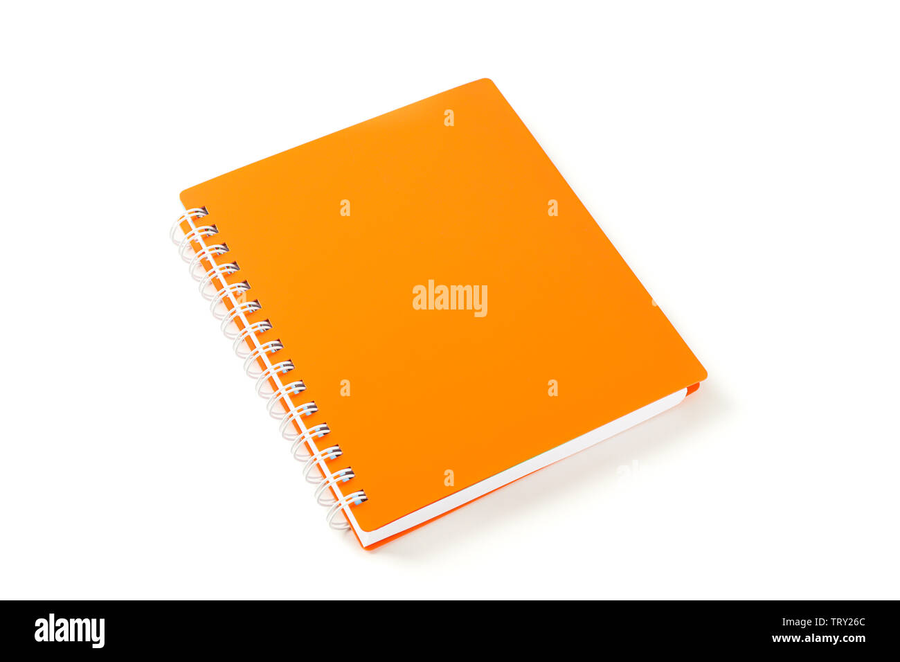 Orange notebook with space for text isolated on white background Stock ...
