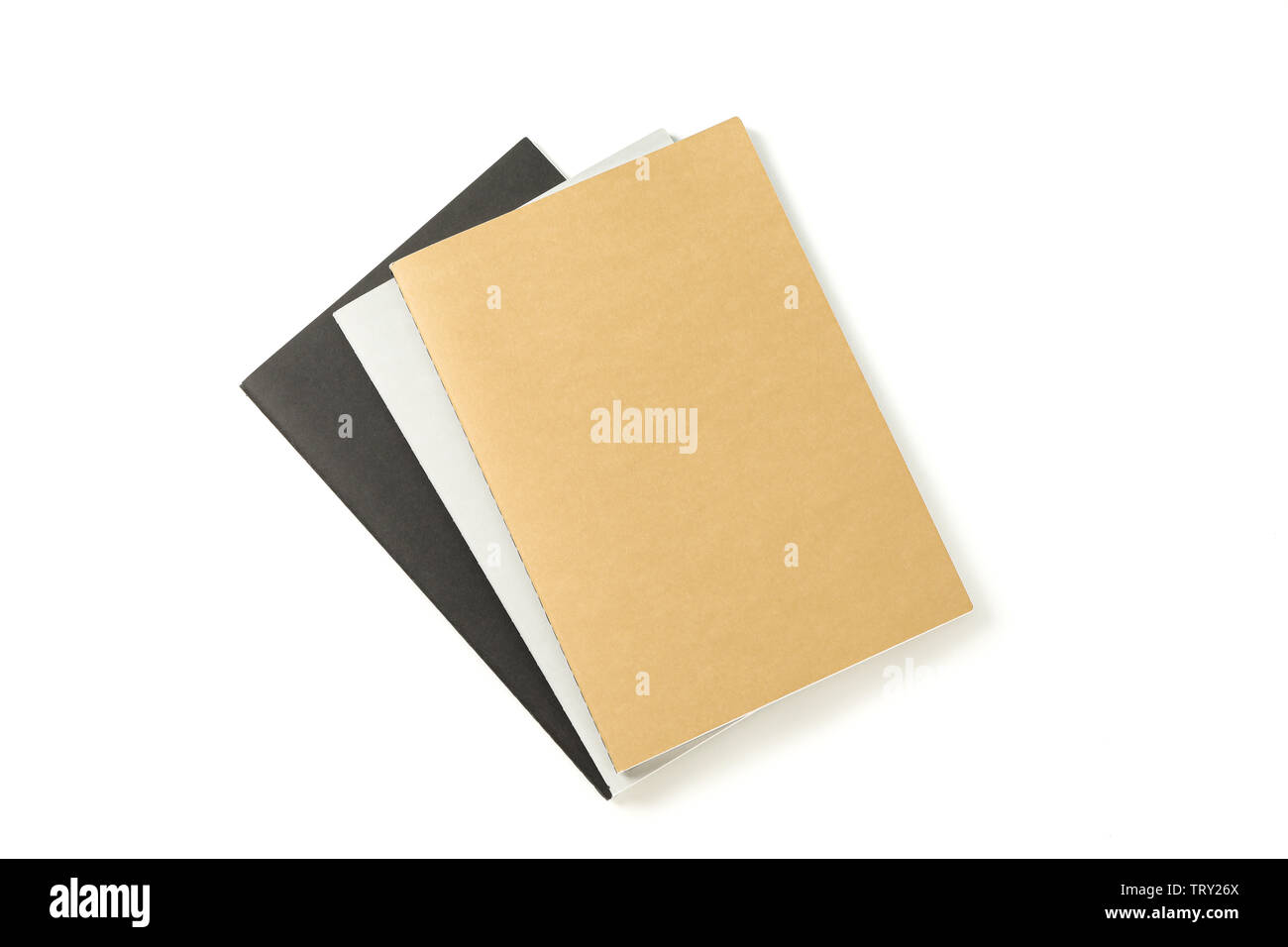 Notebooks with paper structure isolated on white background Stock Photo ...