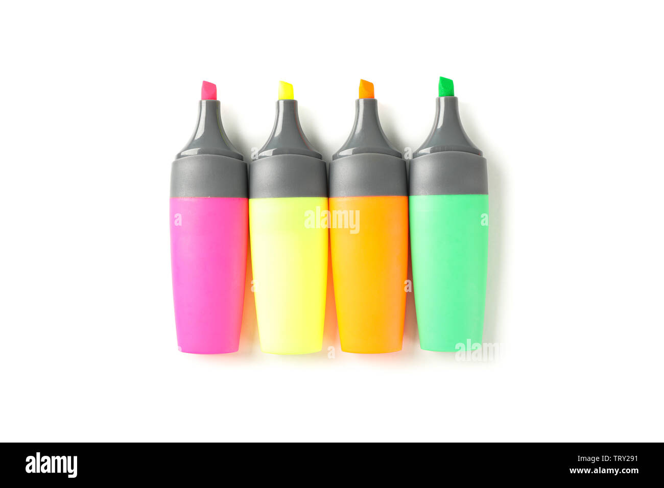 Color office highlighters isolated on white background, top view Stock ...