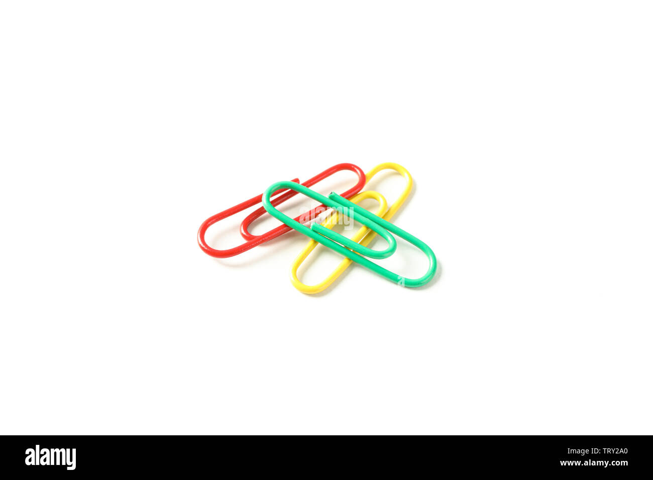 Color paper clips isolated on white background Stock Photo - Alamy
