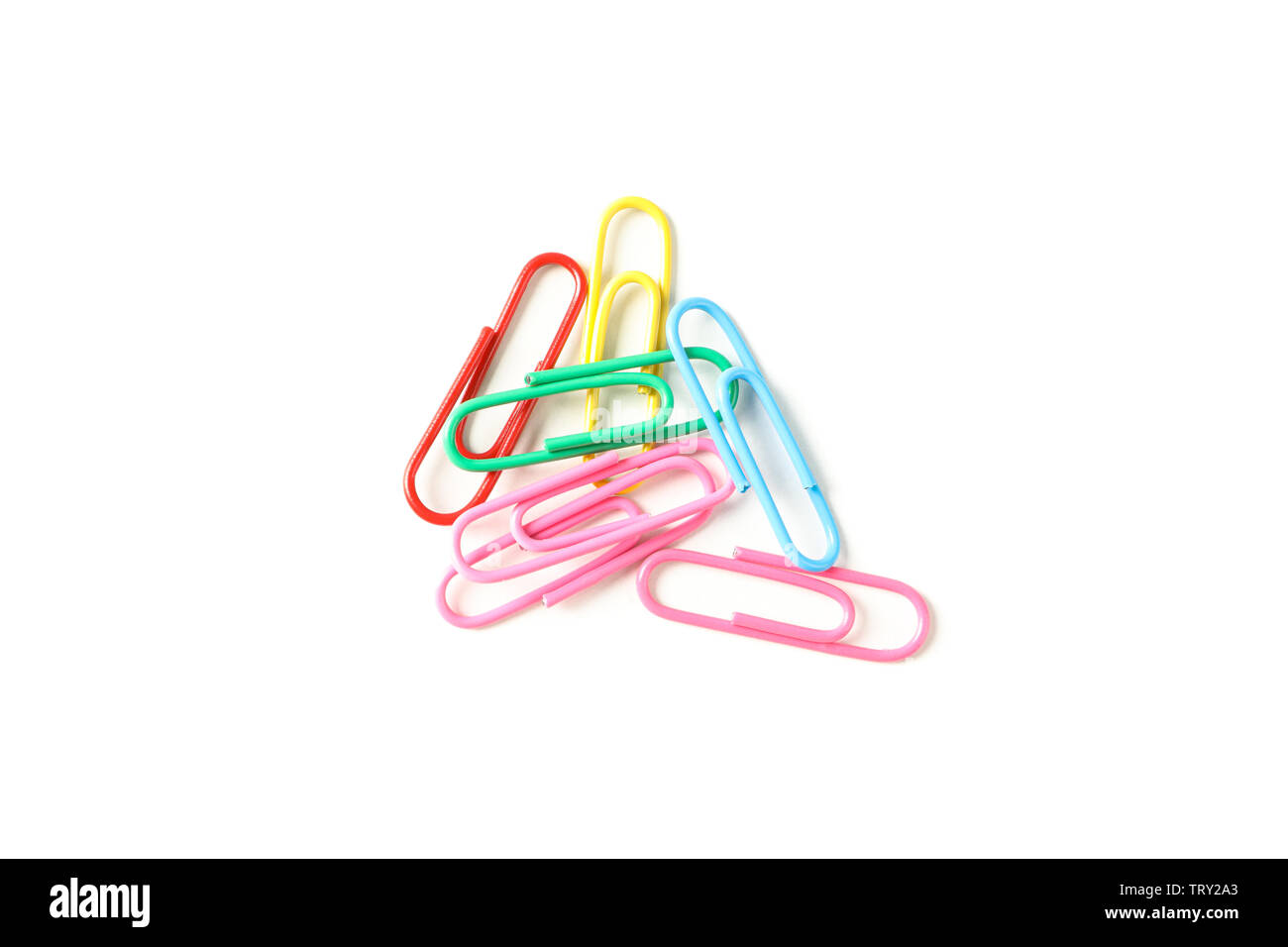 Color paper clips isolated on white background Stock Photo - Alamy