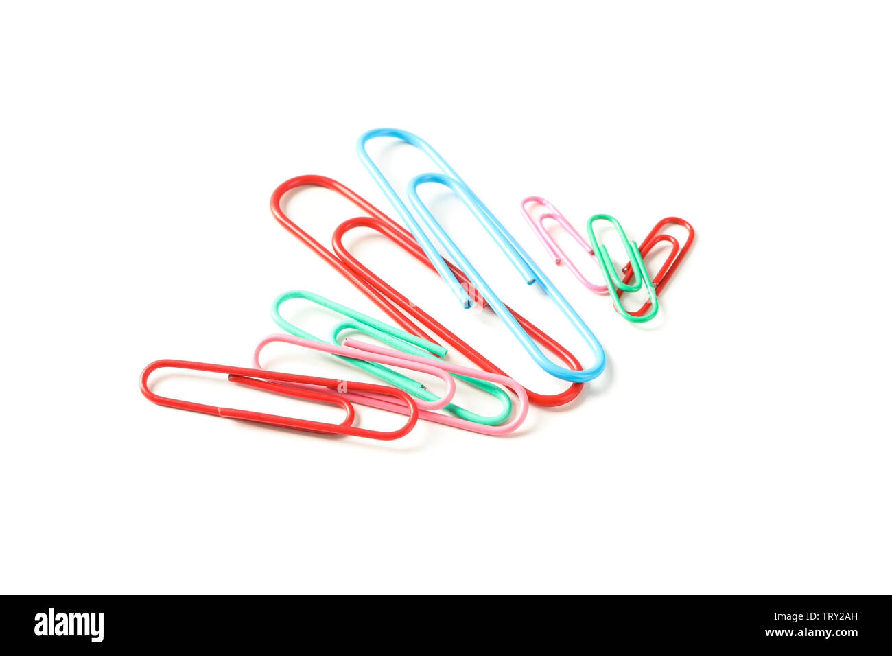 Color paper clips isolated on white background, closeup Stock Photo - Alamy