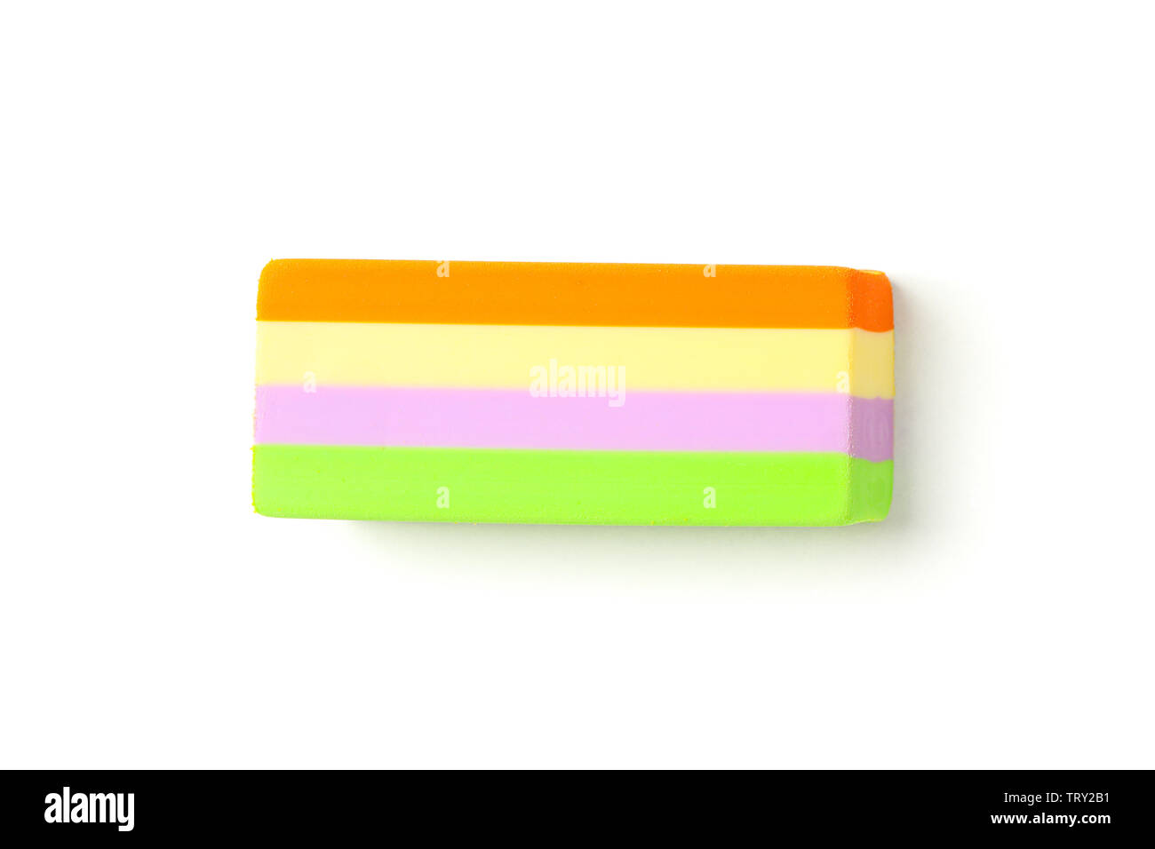 Multicolor eraser isolated on white background, top view Stock Photo ...