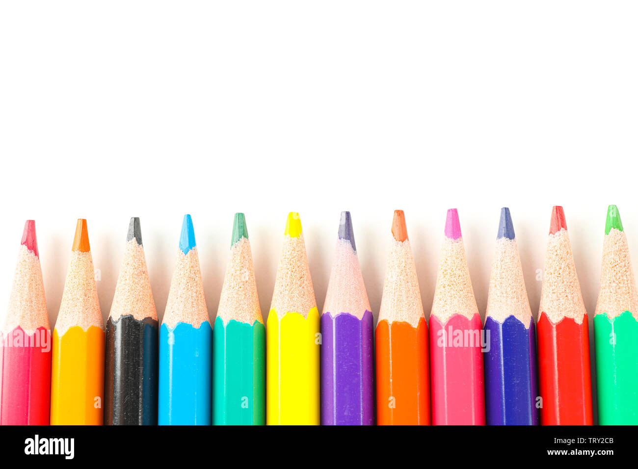 Many color pencils isolated on white background Stock Photo - Alamy