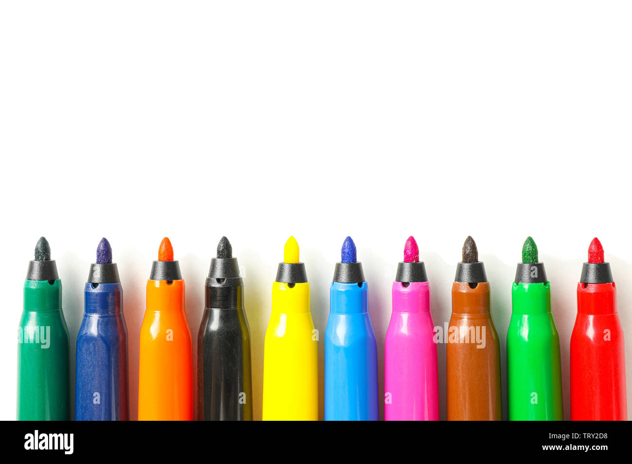 Color markers isolated on white background, closeup Stock Photo - Alamy