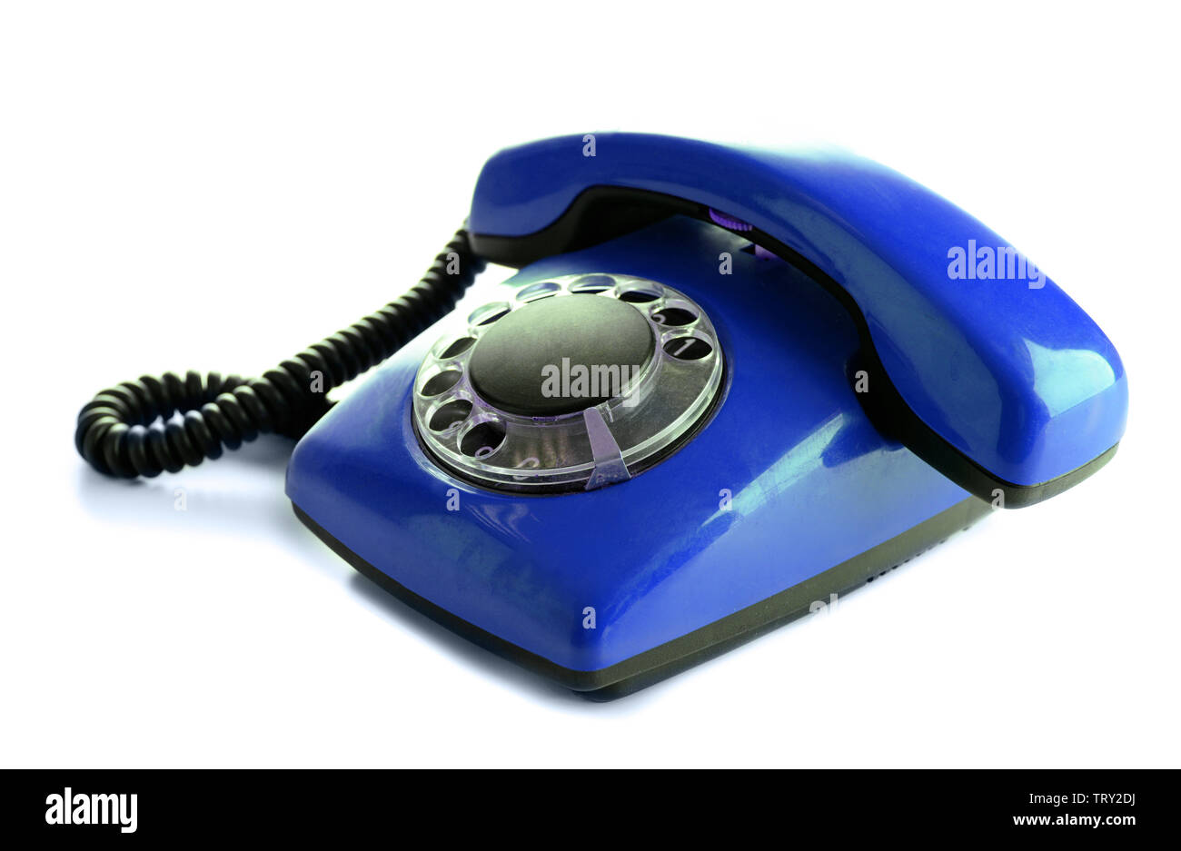 Blue retro telephone, isolated on white Stock Photo - Alamy
