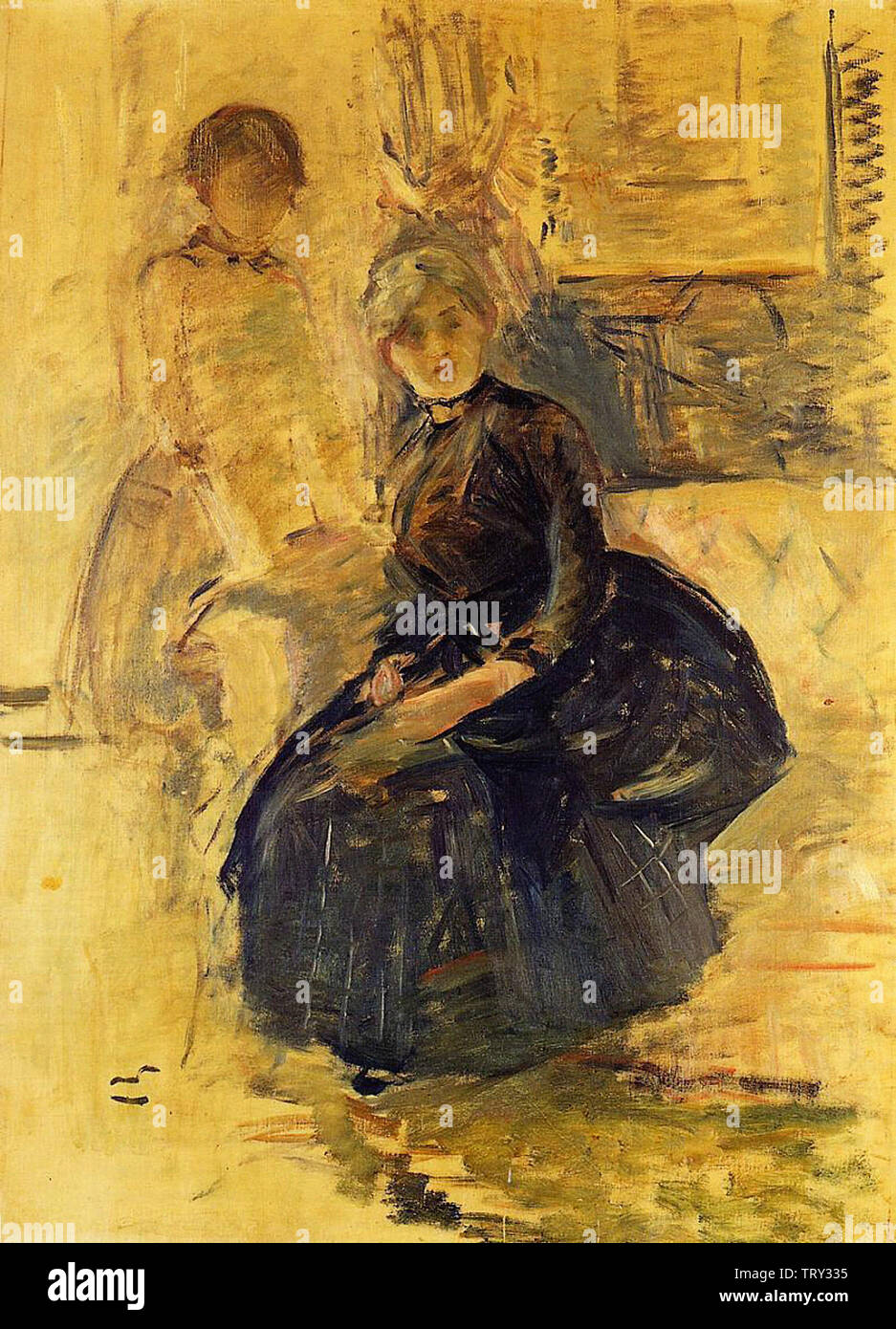Berthe Morisot - Self Portrait With Julie Study 1887 Stock Photo - Alamy