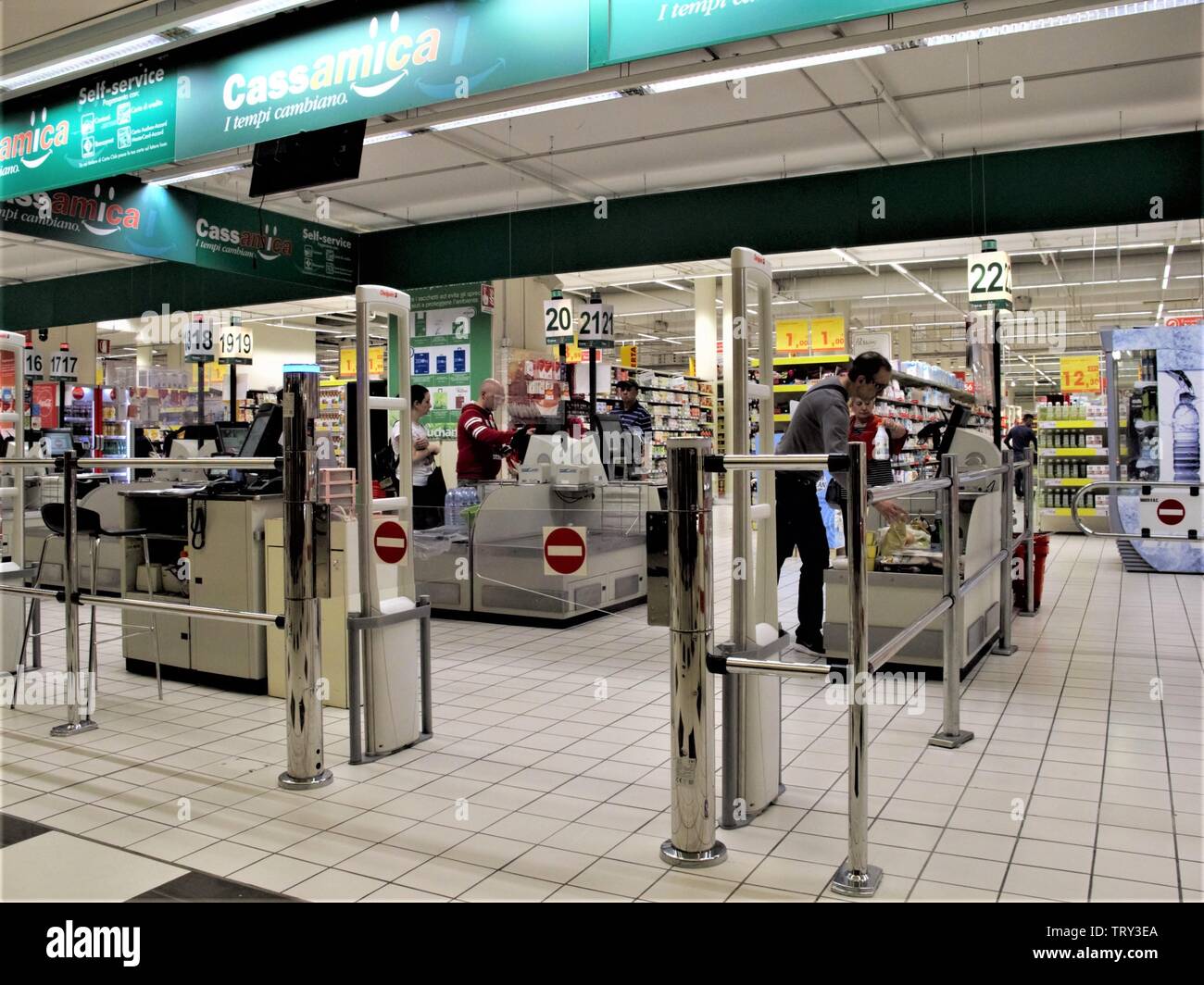 Auchan food store entrance in Leonardo shopping center in Rome Stock ...